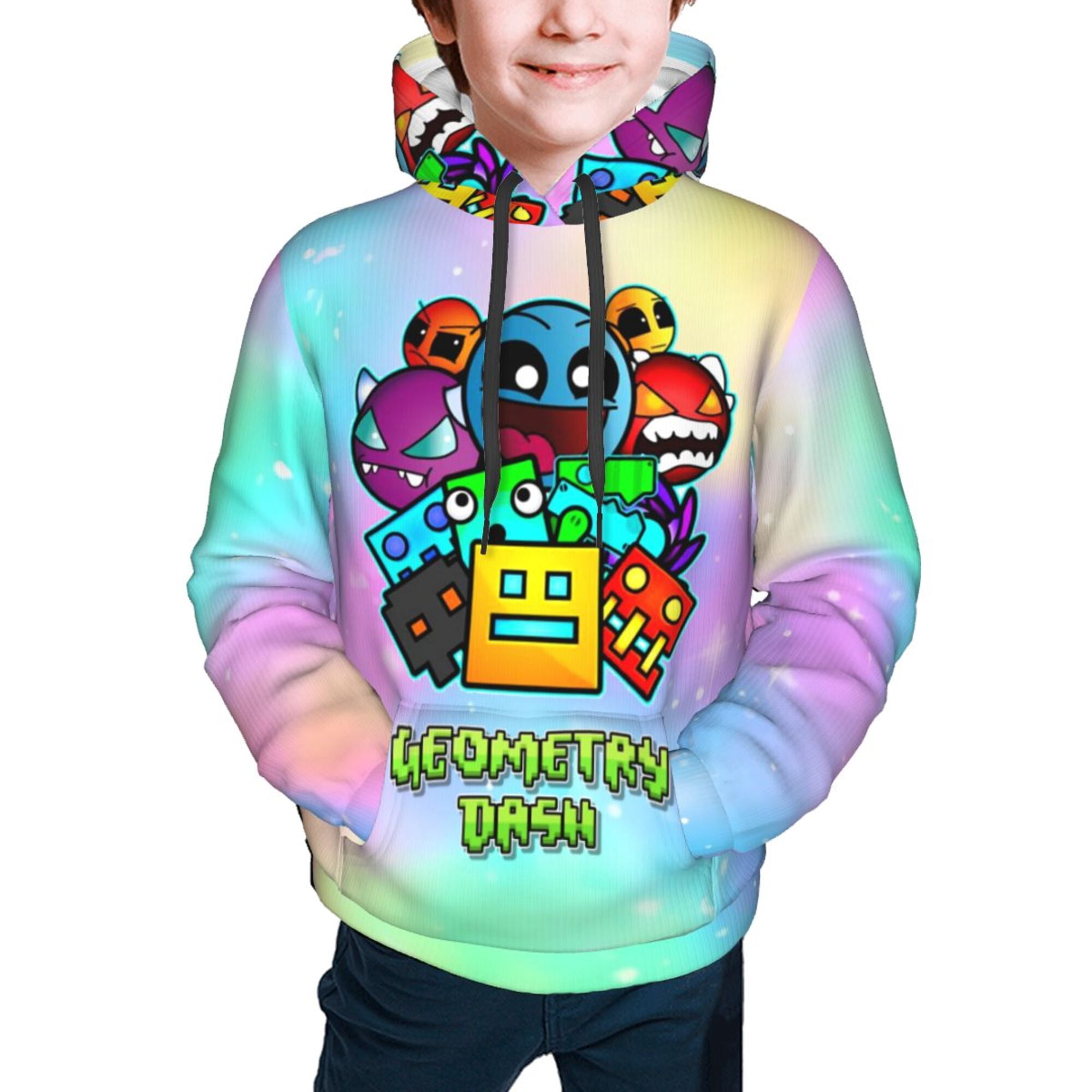 Geometry Dash Hoodies Pullover For Boys Girls 3d Printed Hooded ...