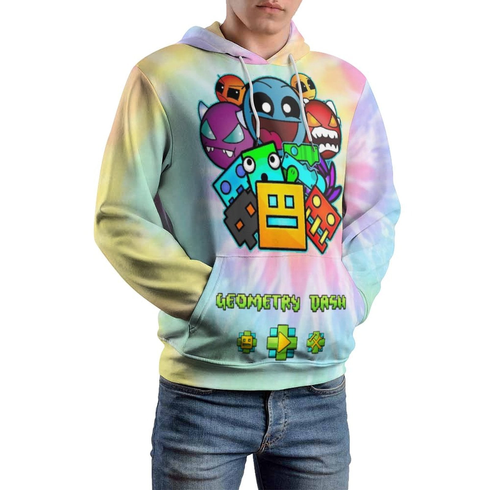 Geometry Dash Hoodies for Men Women, Unisex Pullover Hooded with Pocket ...