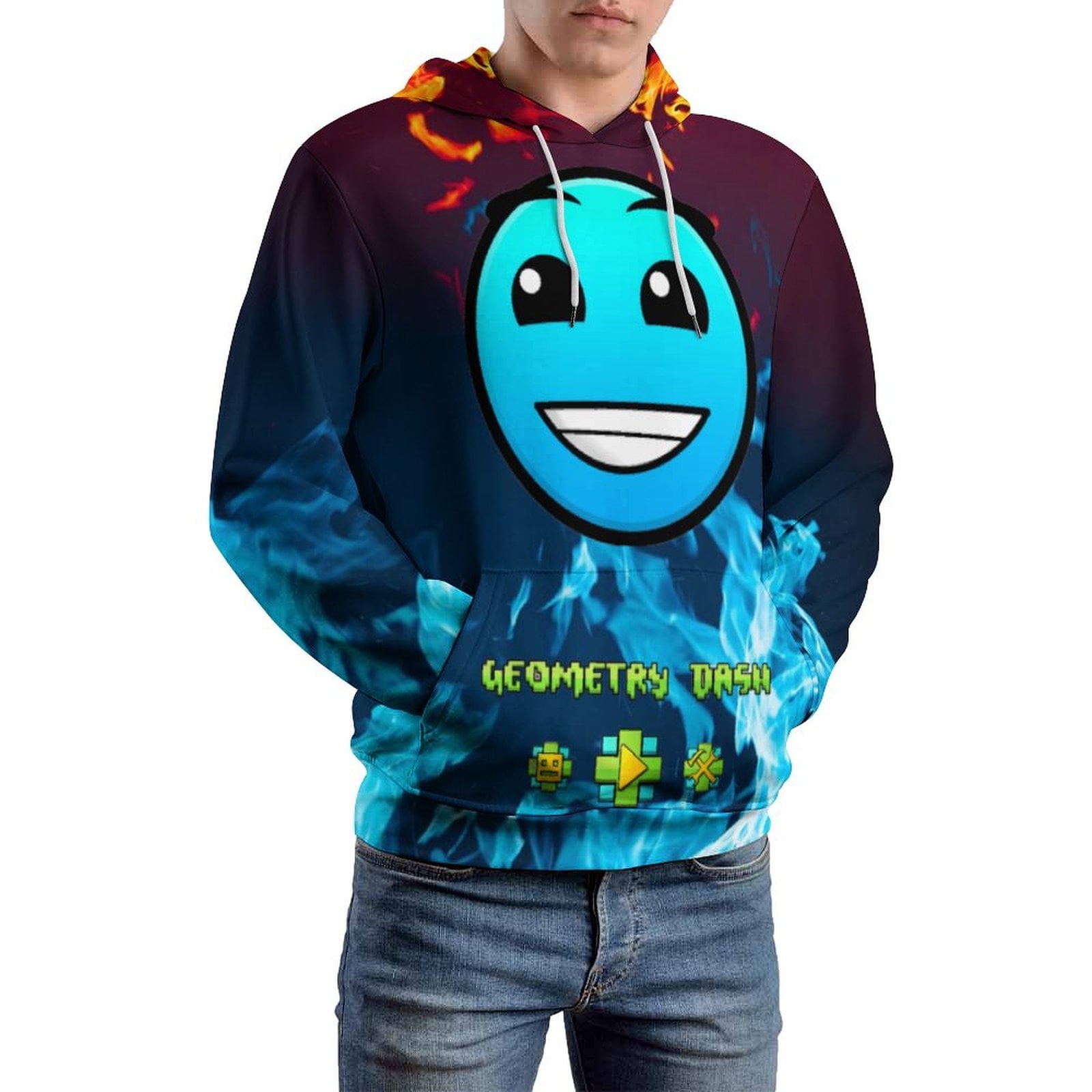 Geometry Dash Hoodies for Men Women, Unisex Pullover Hooded with Pocket ...