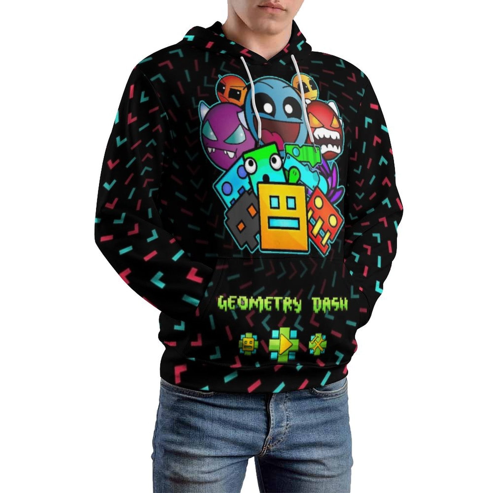 Geometry Dash Hoodies for Men Women, Unisex Pullover Hooded with Pocket ...