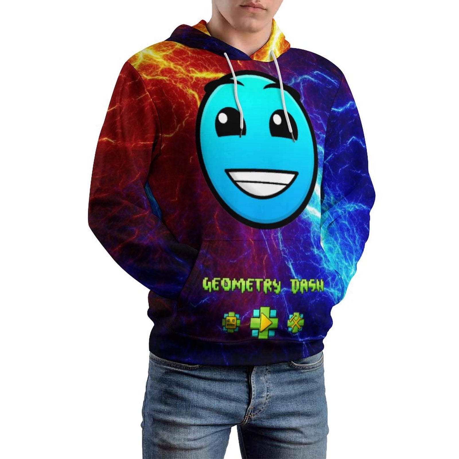 Geometry Dash Hoodies for Men Women, Unisex Pullover Hooded with Pocket ...