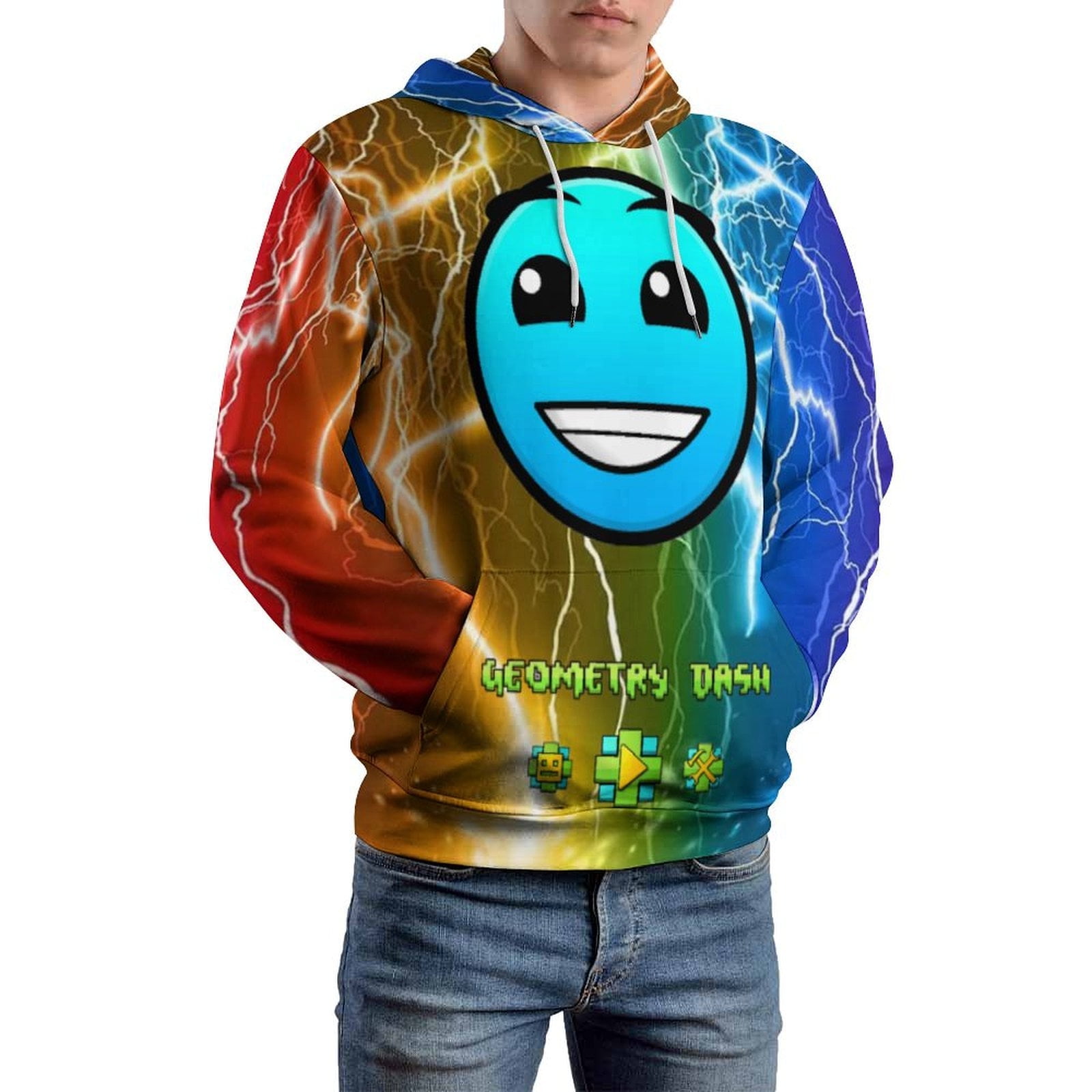 Geometry Dash Hoodies for Men Women, Unisex Pullover Hooded with Pocket ...