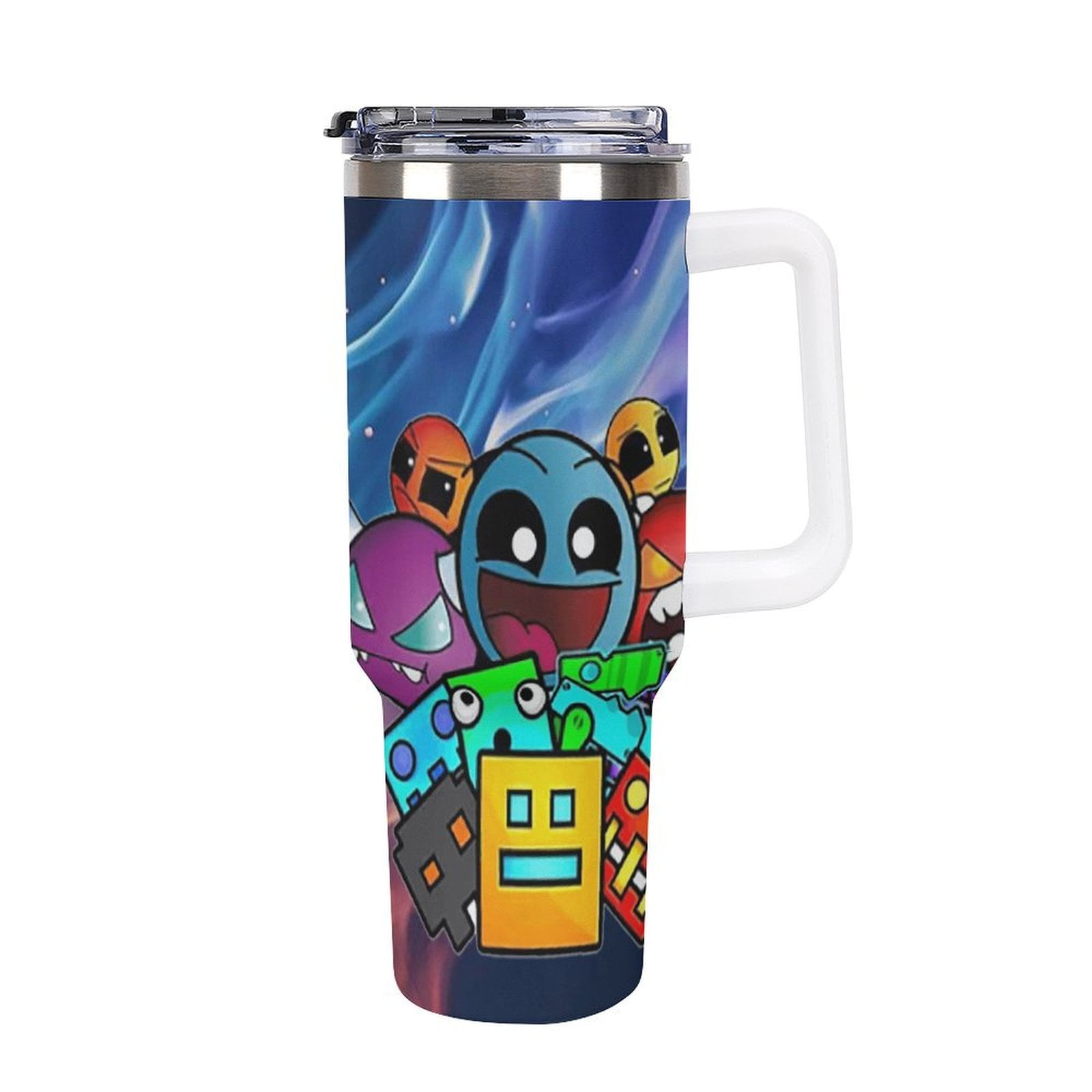 Geometry Dash Icon Car Cup Tumbler with Handle & Straw 40Oz Cupholder ...