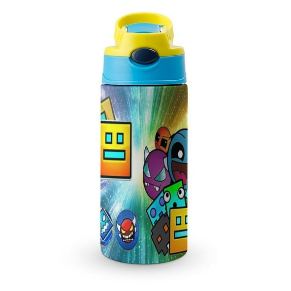 Geometry Dash Icon Insulated Stainless Steel Water Bottle with Straw ...