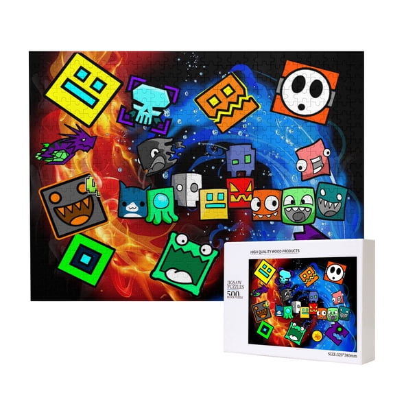 Geometry Dash Icons 500 Piece Jigsaw Puzzle for Families Challenging ...