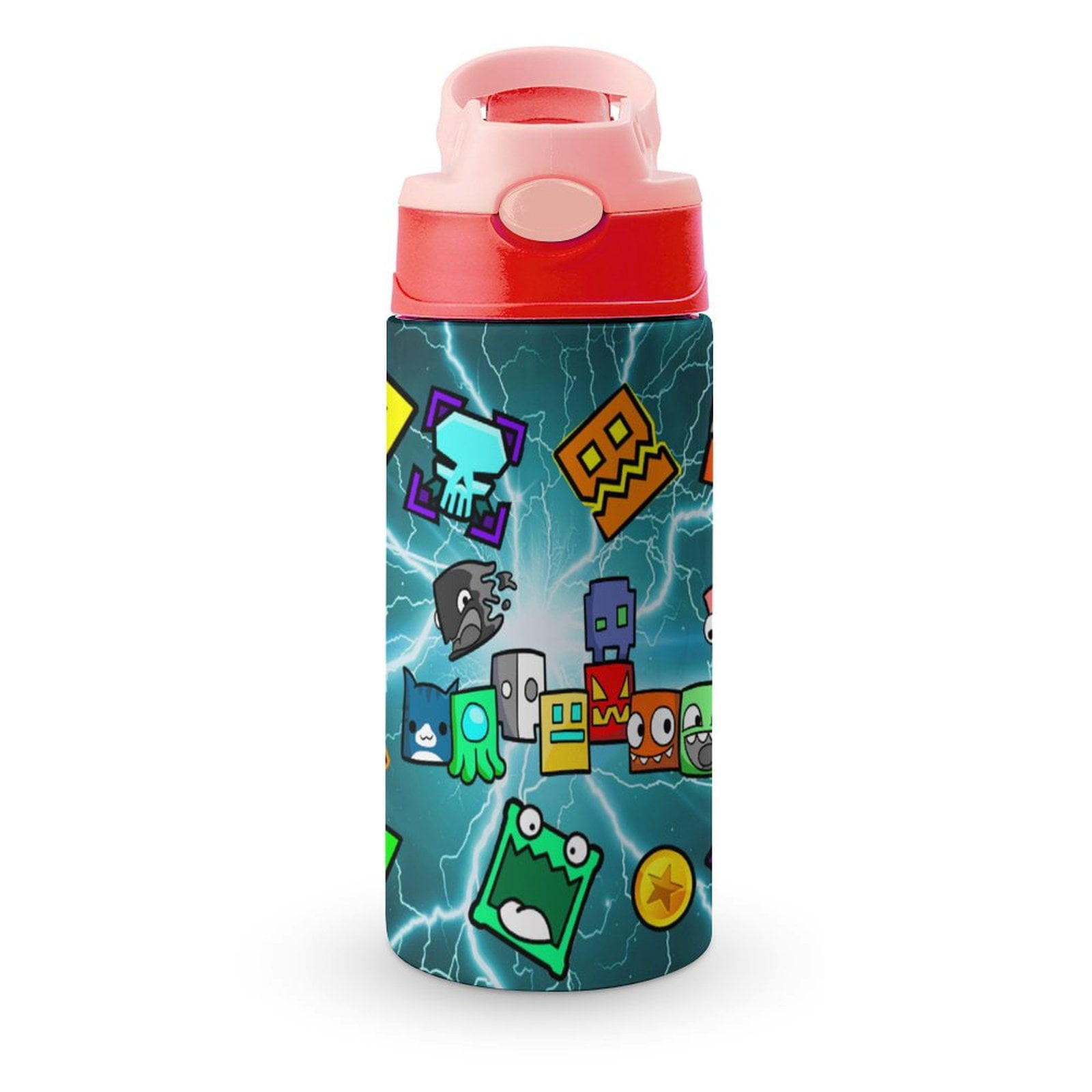 Geometry Dash Insulated Stainless Steel Water Bottle with Straw Vacuum ...