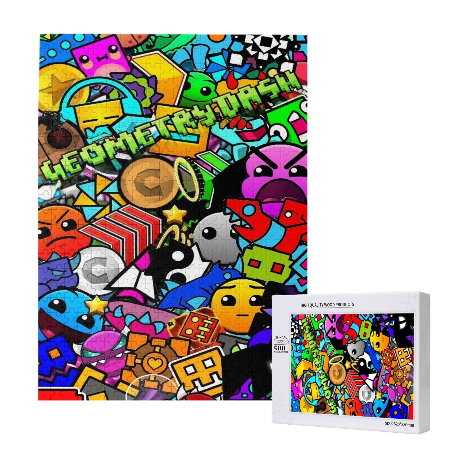 Geometry Dash Jigsaw Puzzle 300 500 1000 Piece Colorful Puzzles Gifts ...