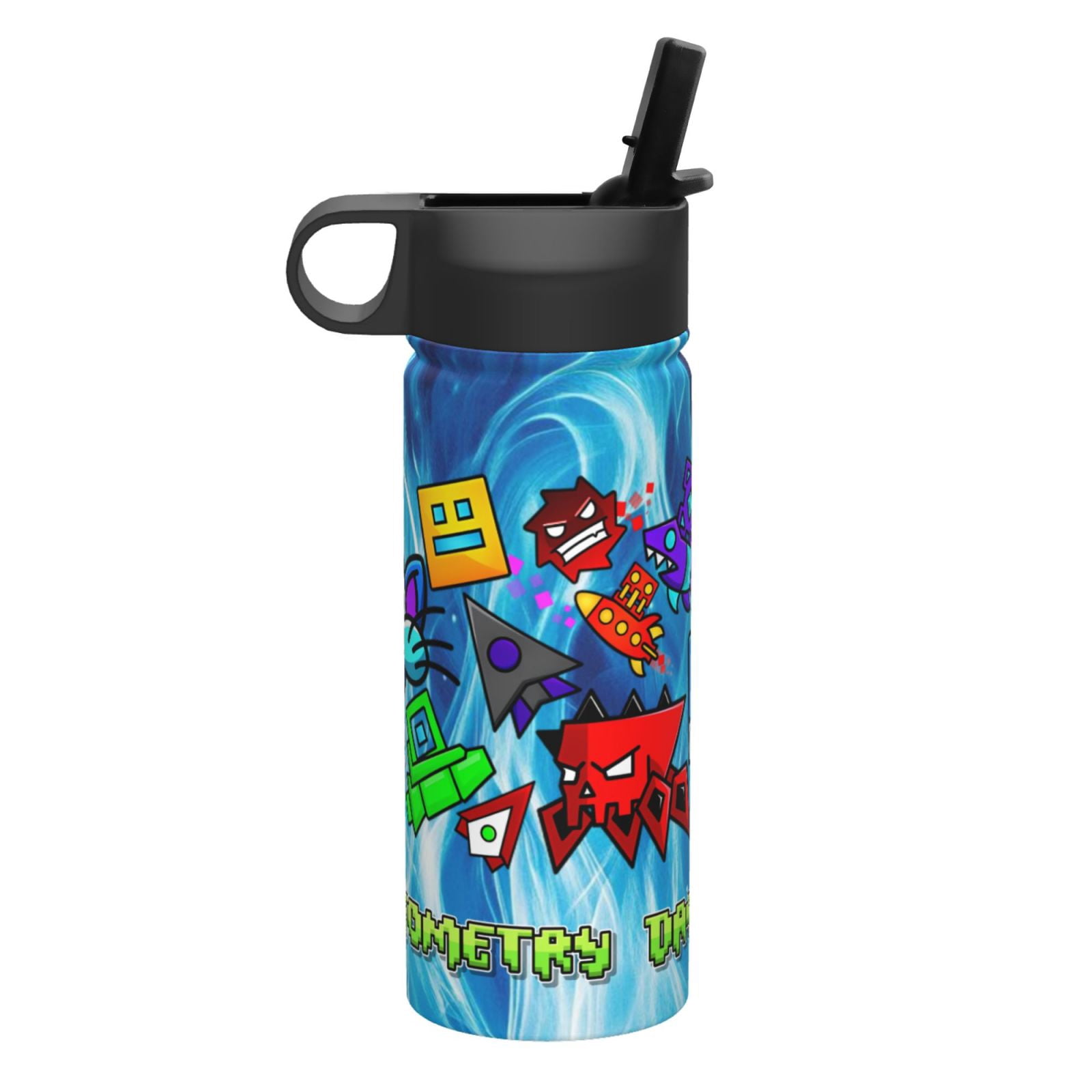 Geometry Dash Kids Insulated Water Bottle With Straw - 18 Oz Stainless ...