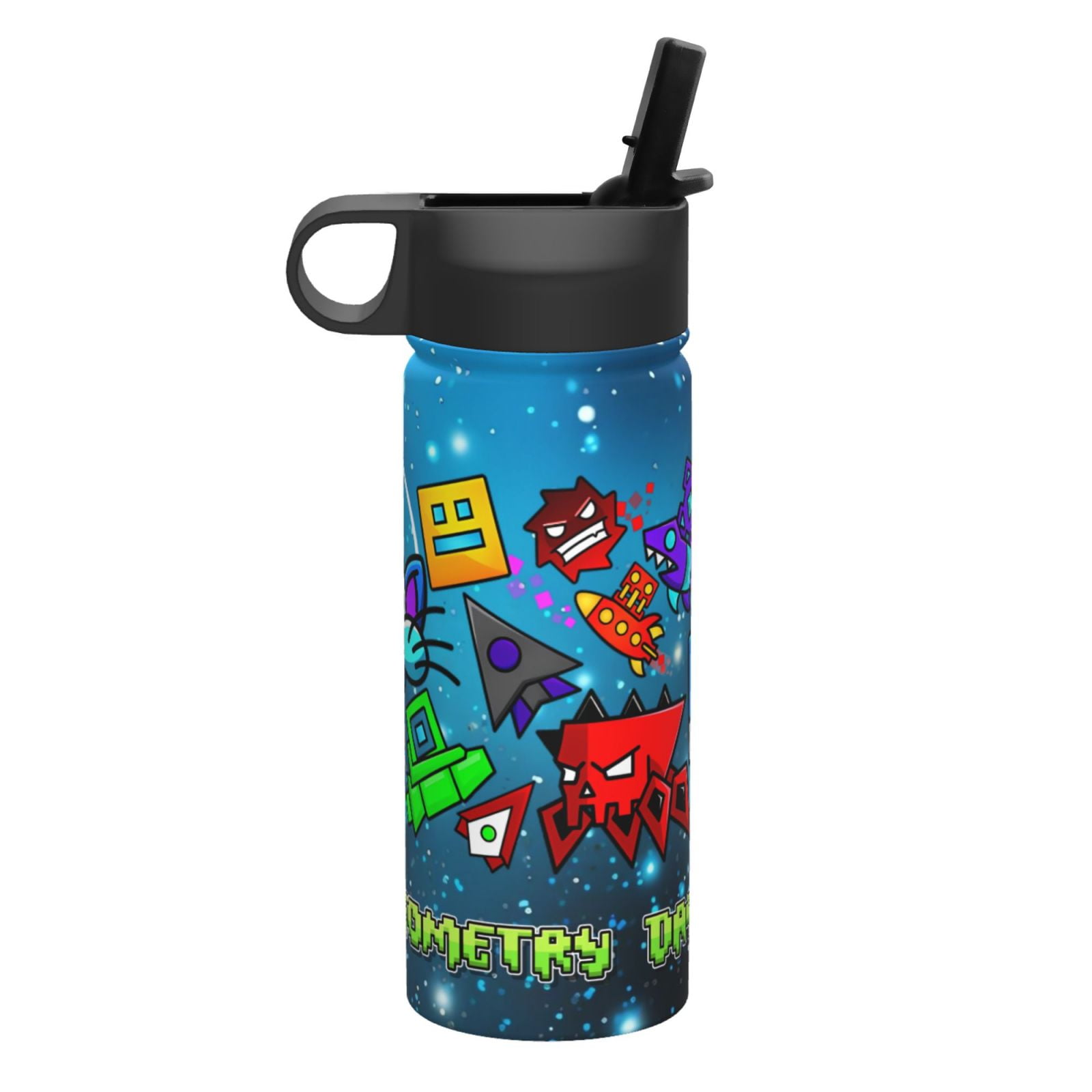 Geometry Dash Kids Insulated Water Bottle With Straw - 18 Oz Stainless ...