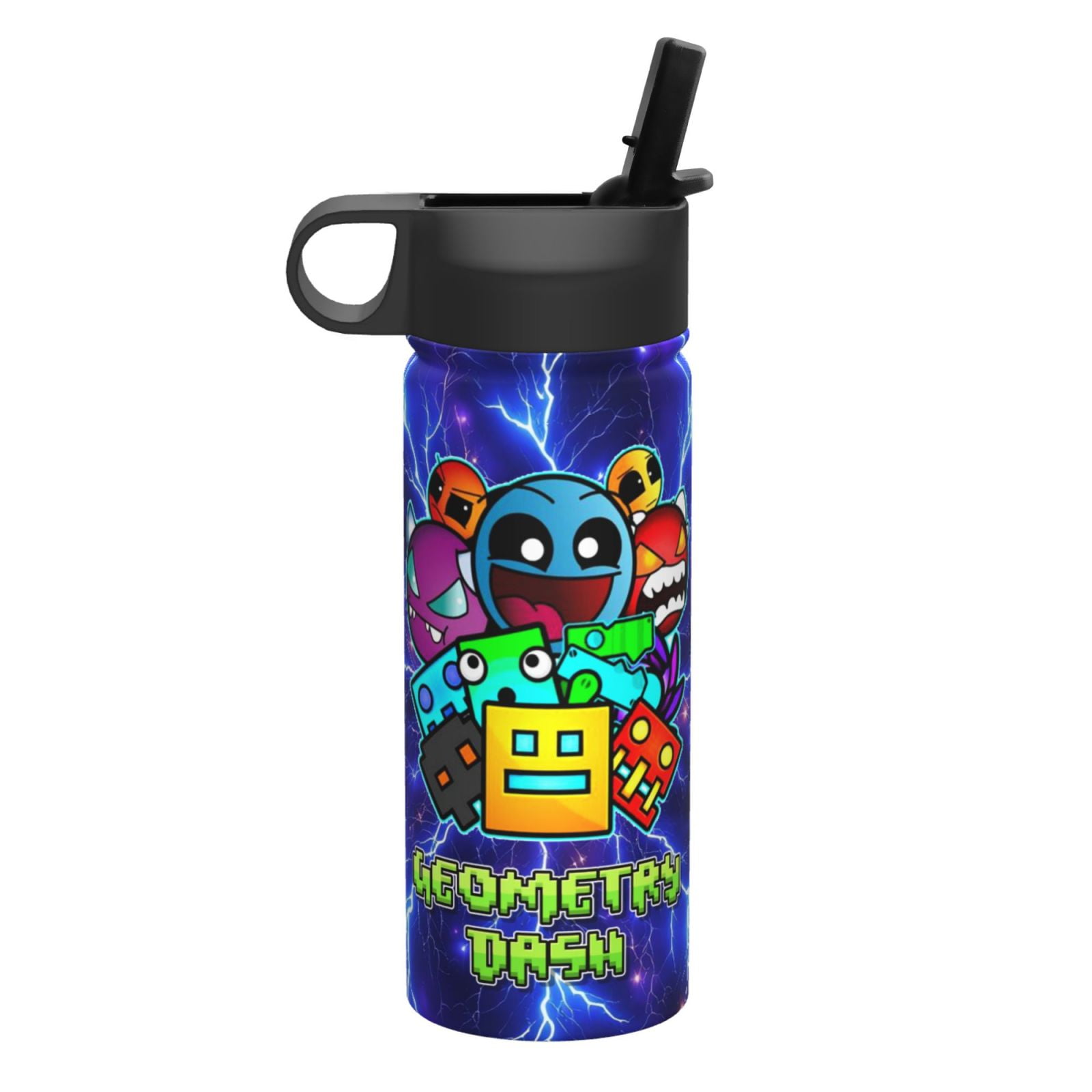 Geometry Dash Kids Insulated Water Bottle With Straw - 18 Oz Stainless ...