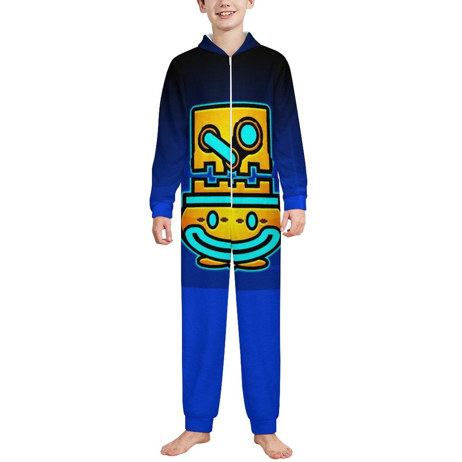 Geometry Dash Kids One Piece Pajama Hooded Union Suit PJs Sleepwear for ...