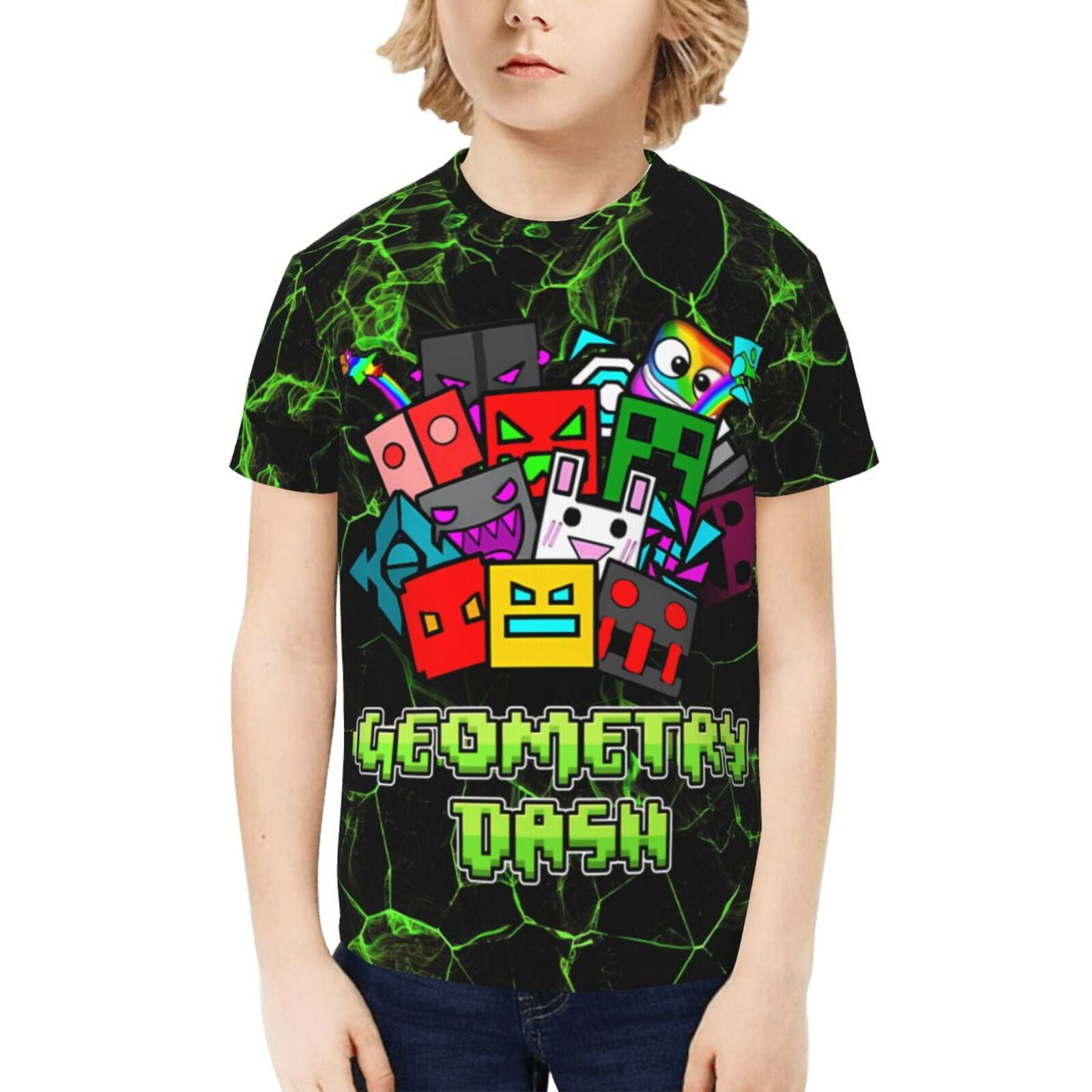 Geometry Dash Kids T-Shirt 3d Printed Graphic T-Shirts Boys And Girls ...