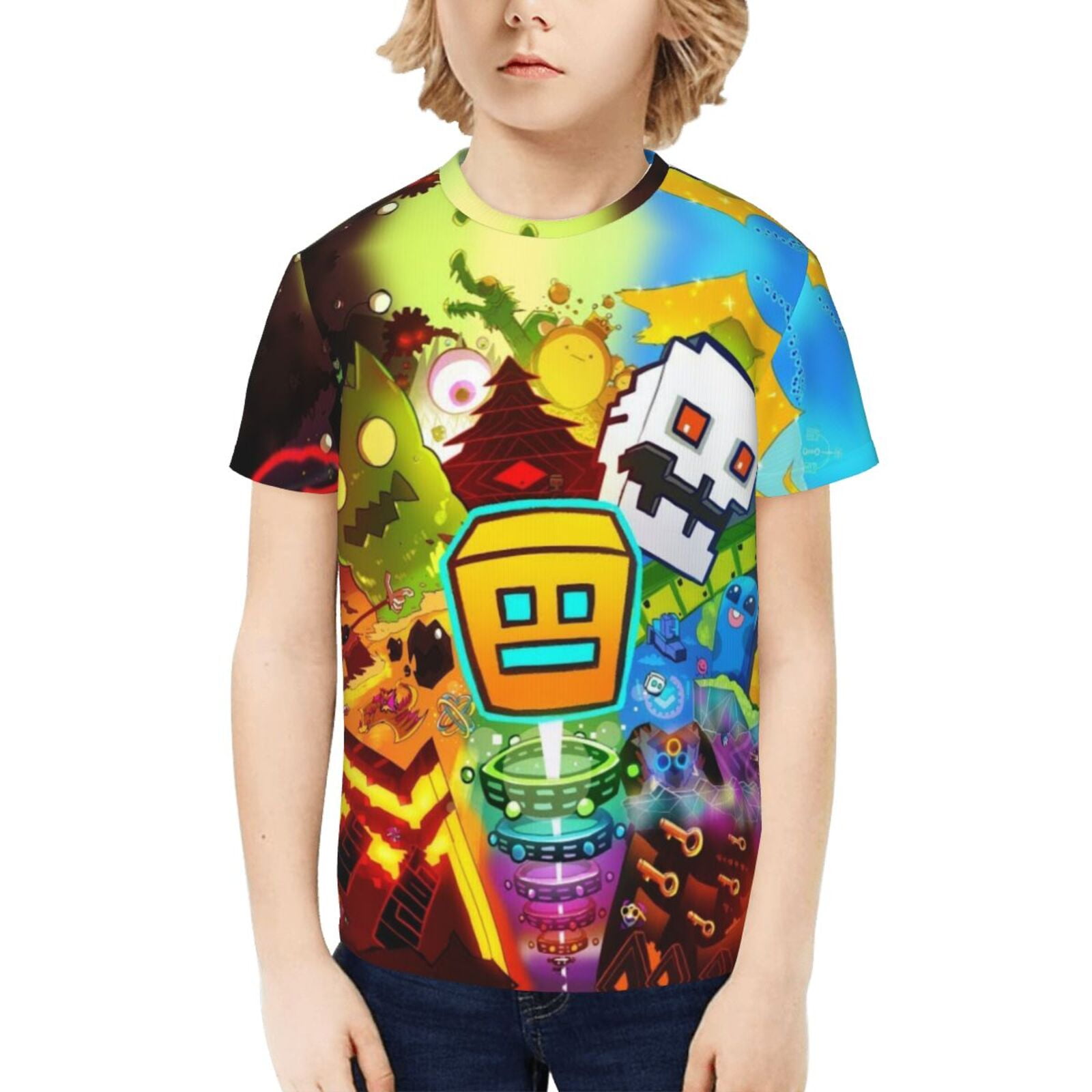 Geometry Dash Kids T-Shirt 3d Printed Graphic T-Shirts Boys And Girls ...