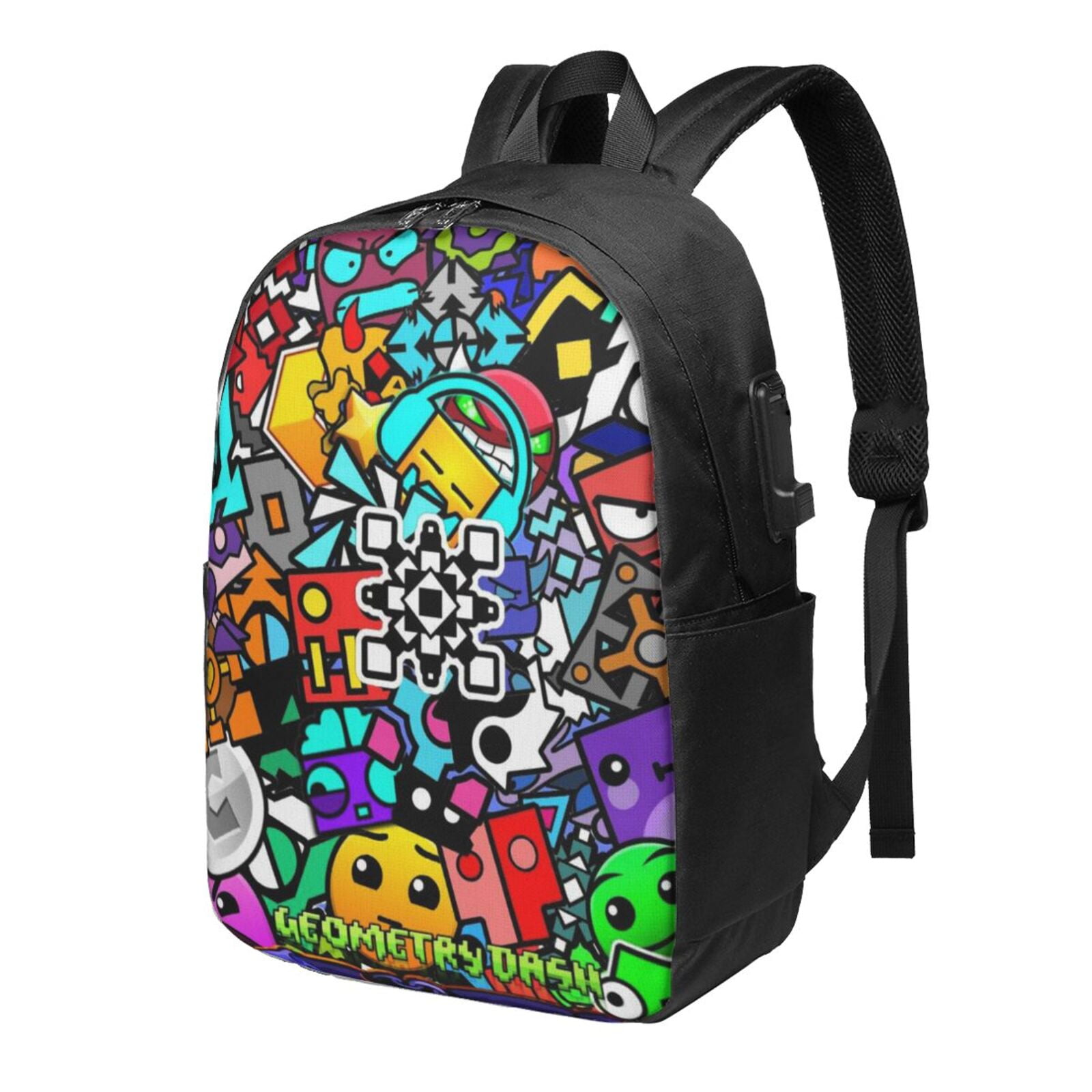 Geometry Dash Laptop Backpack With Usb Charging Port 17 Inch Daypack ...