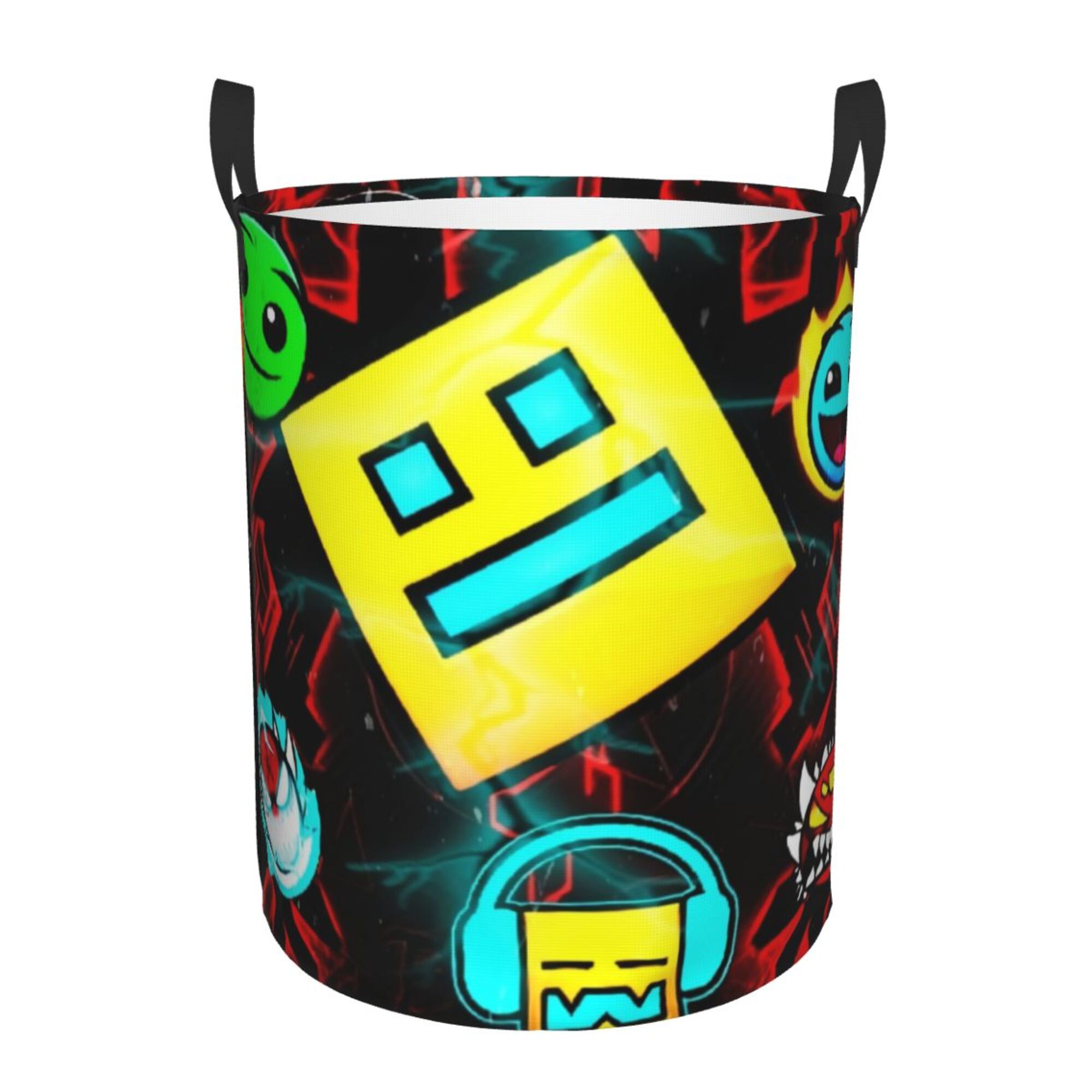 Geometry Dash Laundry Hamper Basket, Waterproof Collapsible Circular ...