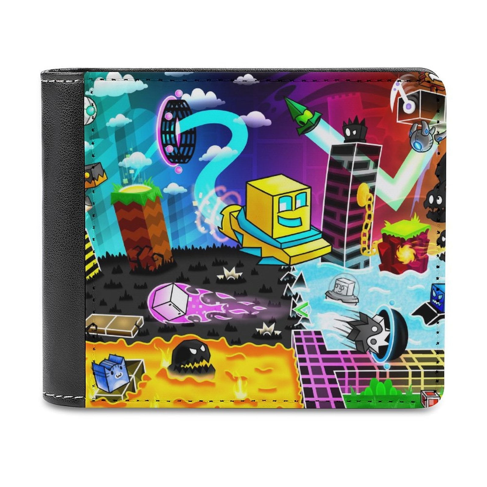 Geometry Dash Leather Wallet Slim Card Wallet Bifold RFID Blocking Card ...