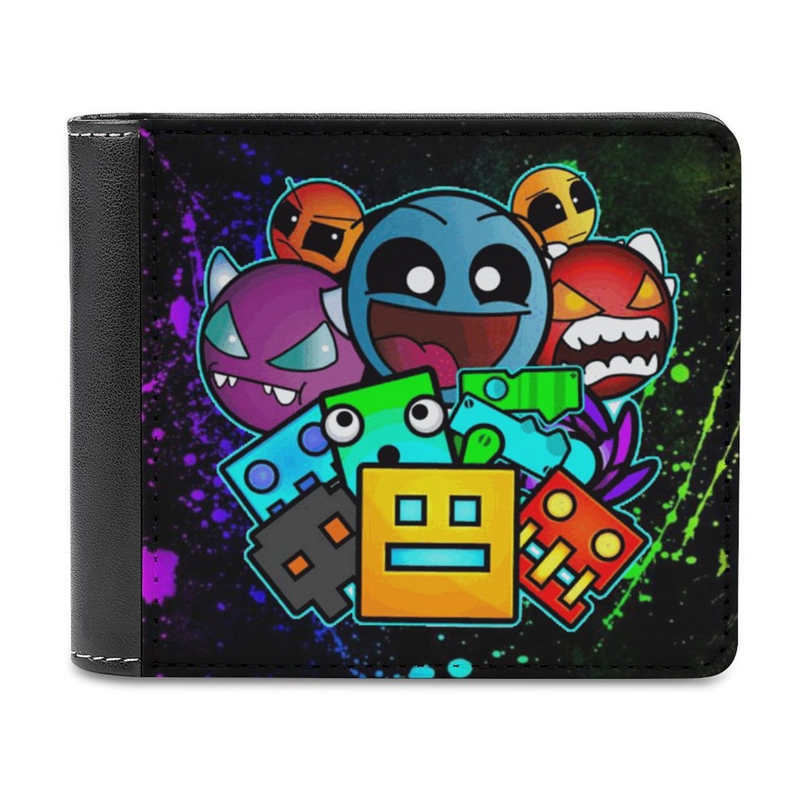 Geometry Dash Leather Wallet Slim Card Wallet Bifold RFID Blocking Card ...