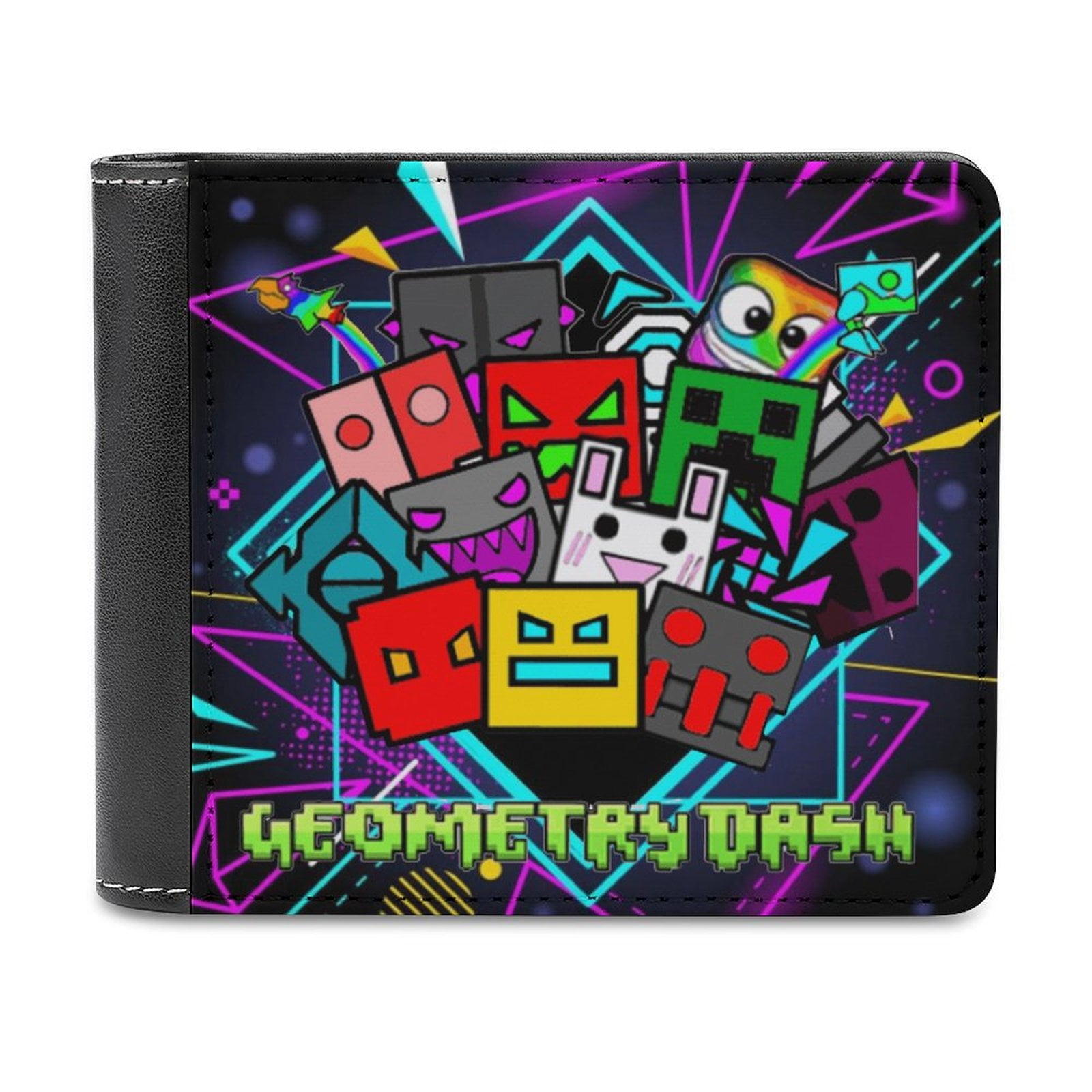 Geometry Dash Leather Wallet Slim Card Wallet Bifold RFID Blocking Card ...