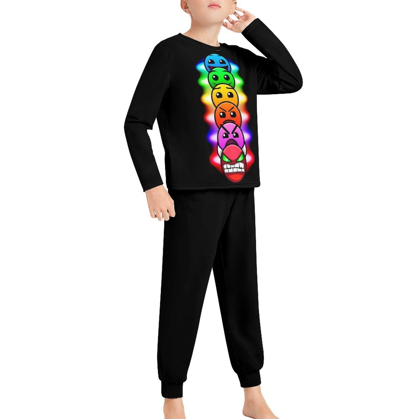 Geometry Dash Little Big Bo-ys Gi-rls Pajamas Set Long Sleeve Ki-ds PJs ...
