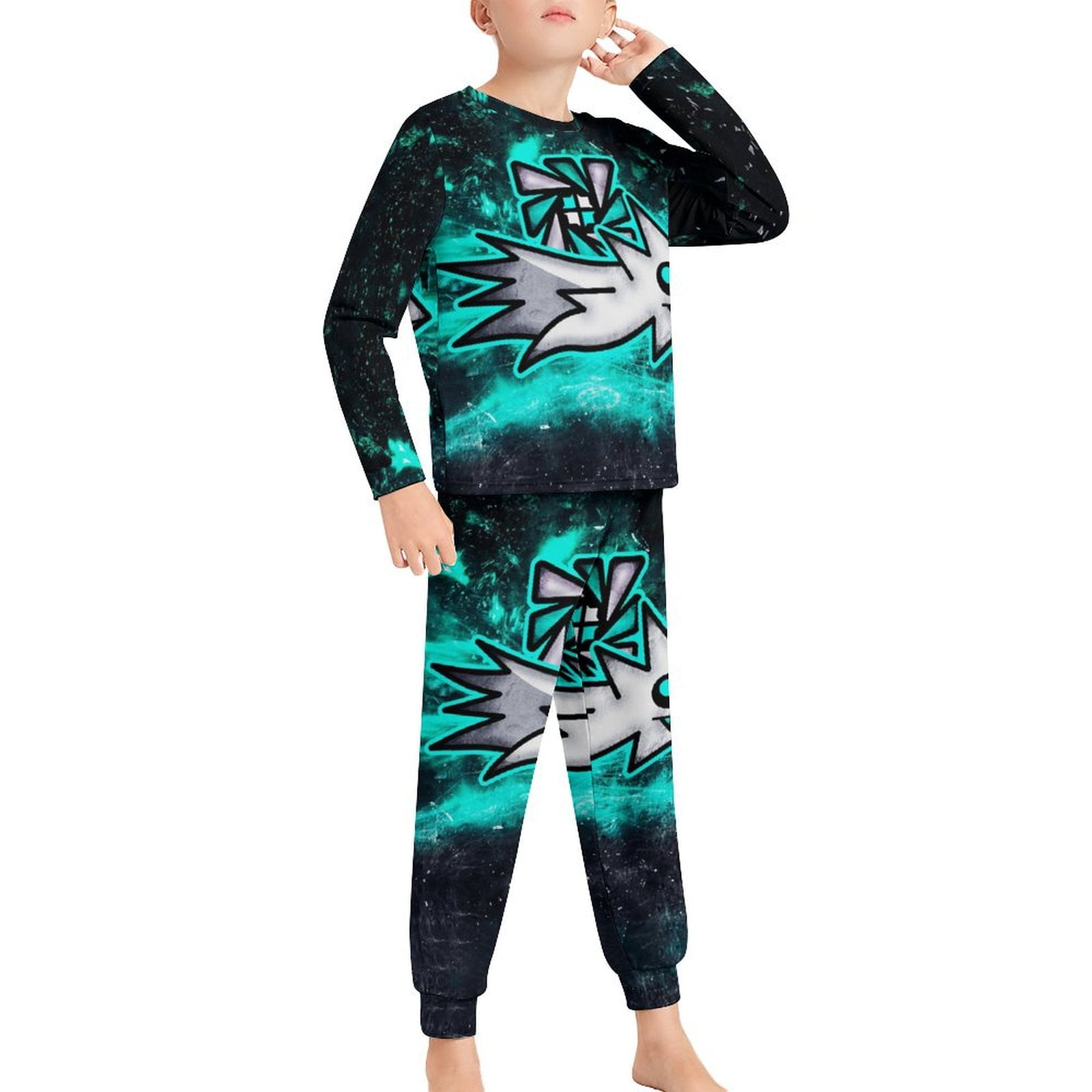 Geometry Dash Little Big Bo-ys Gi-rls Pajamas Set Long Sleeve Ki-ds PJs ...