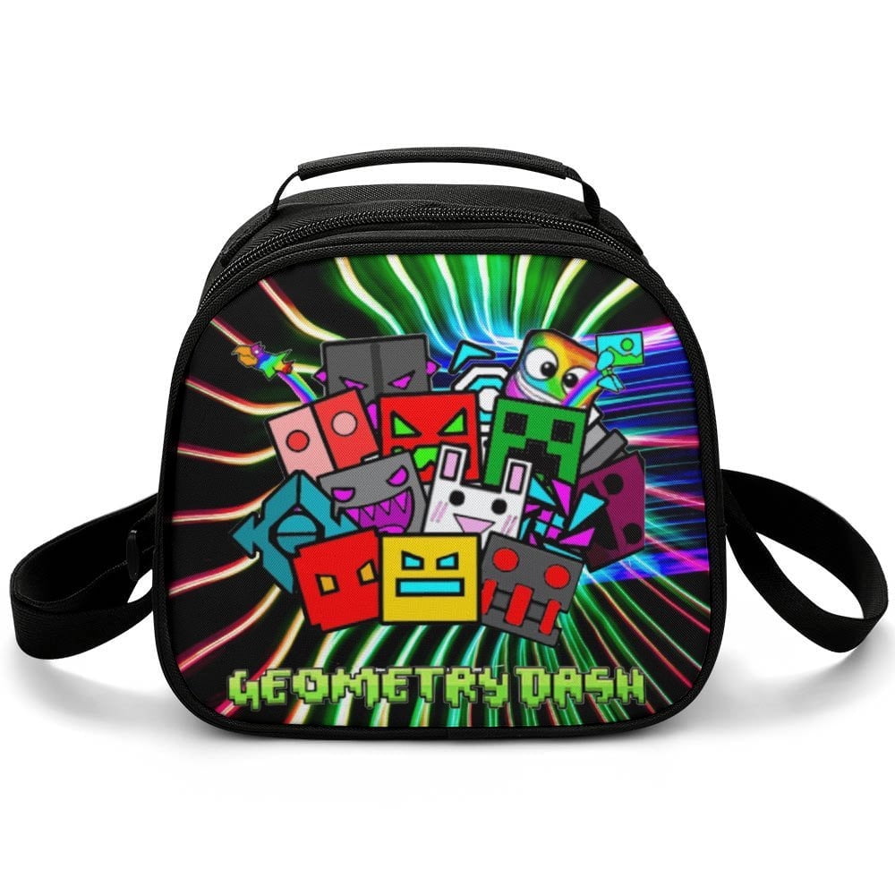 Geometry Dash Lunch Bag Cooler Bag Portable Meal Holder Shoulder Bag ...
