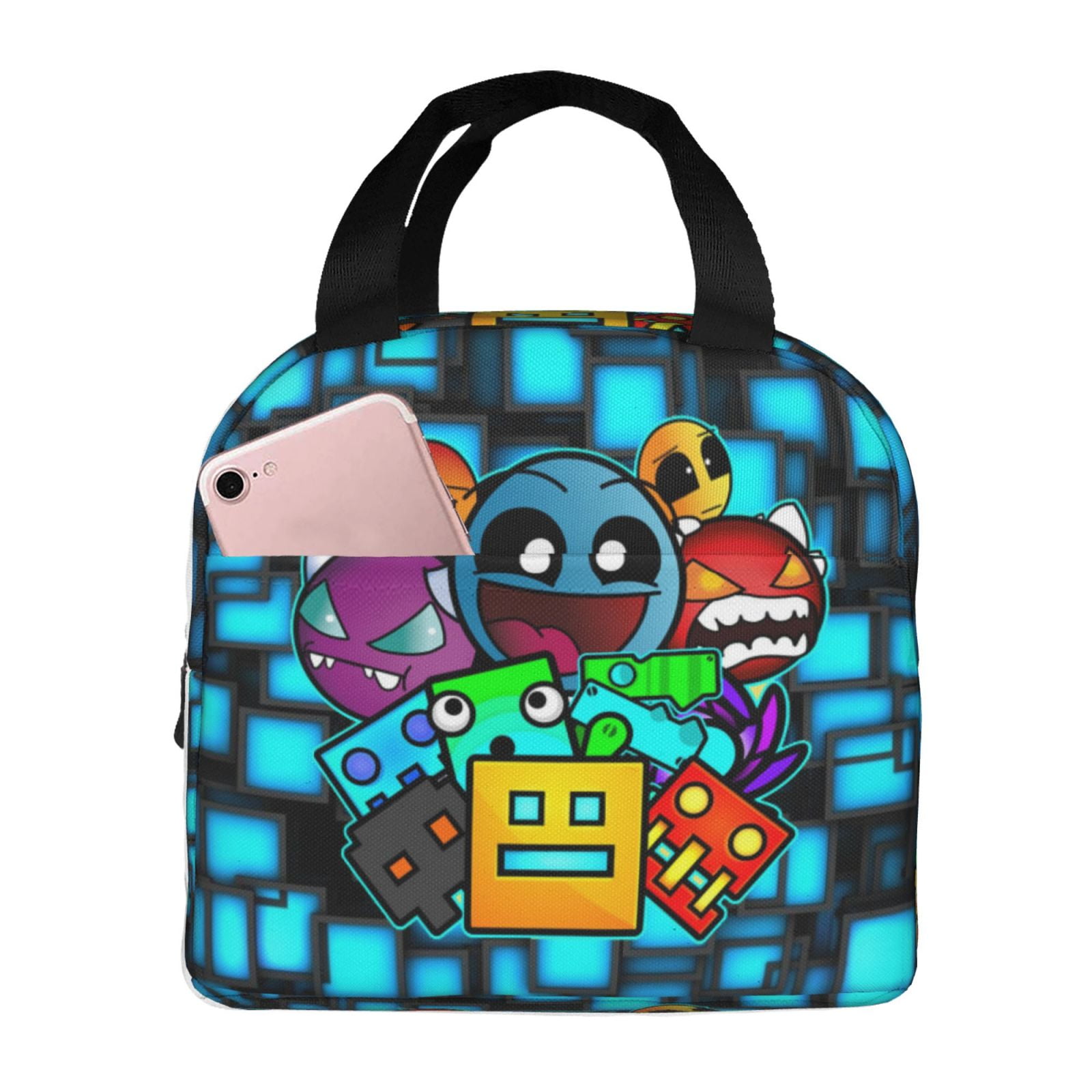 Geometry Dash Lunch Bag, Insulated Lunch Box Large Capacity Reusable ...