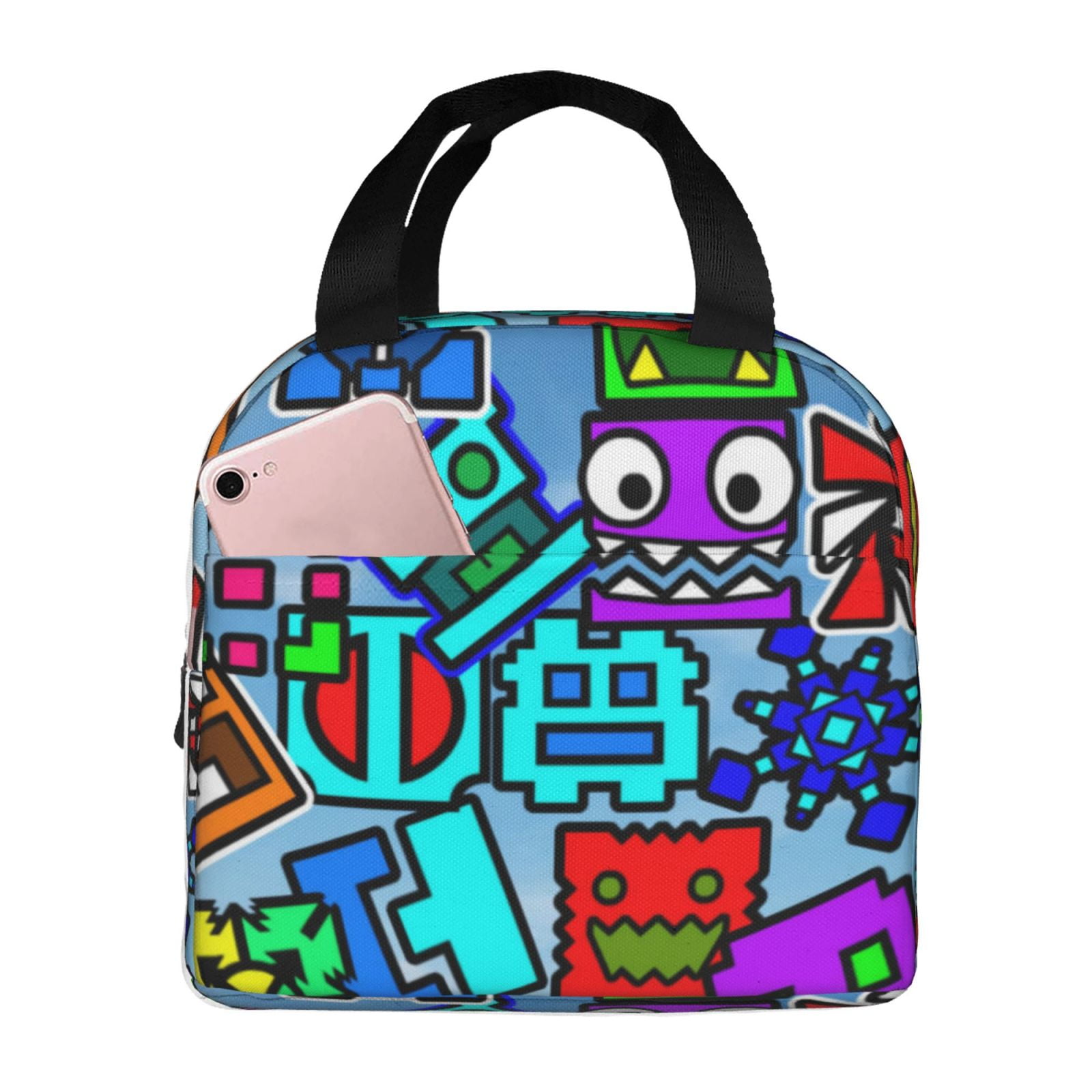 Geometry Dash Lunch Bag, Insulated Lunch Box Large Capacity Reusable ...