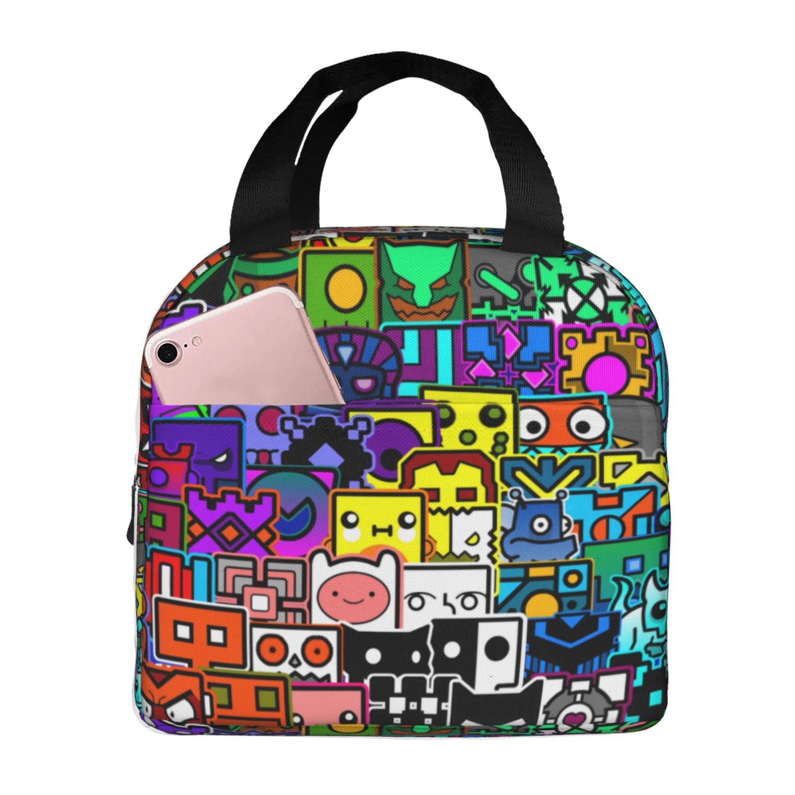 Geometry Dash Lunch Bag, Insulated Lunch Box Large Capacity Reusable ...
