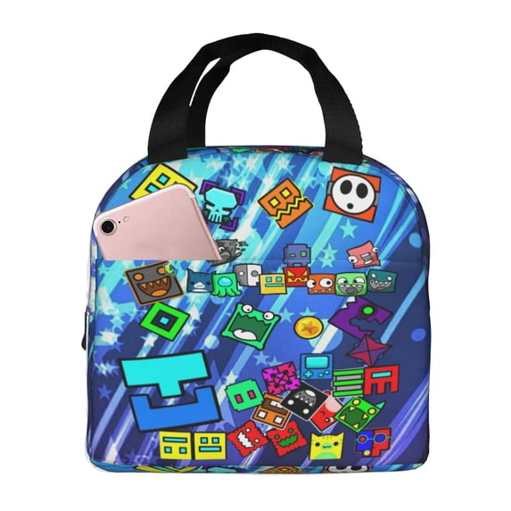 Geometry Dash Lunch Bag Portable Tote Bag Insulated Lunch Box Picnic ...