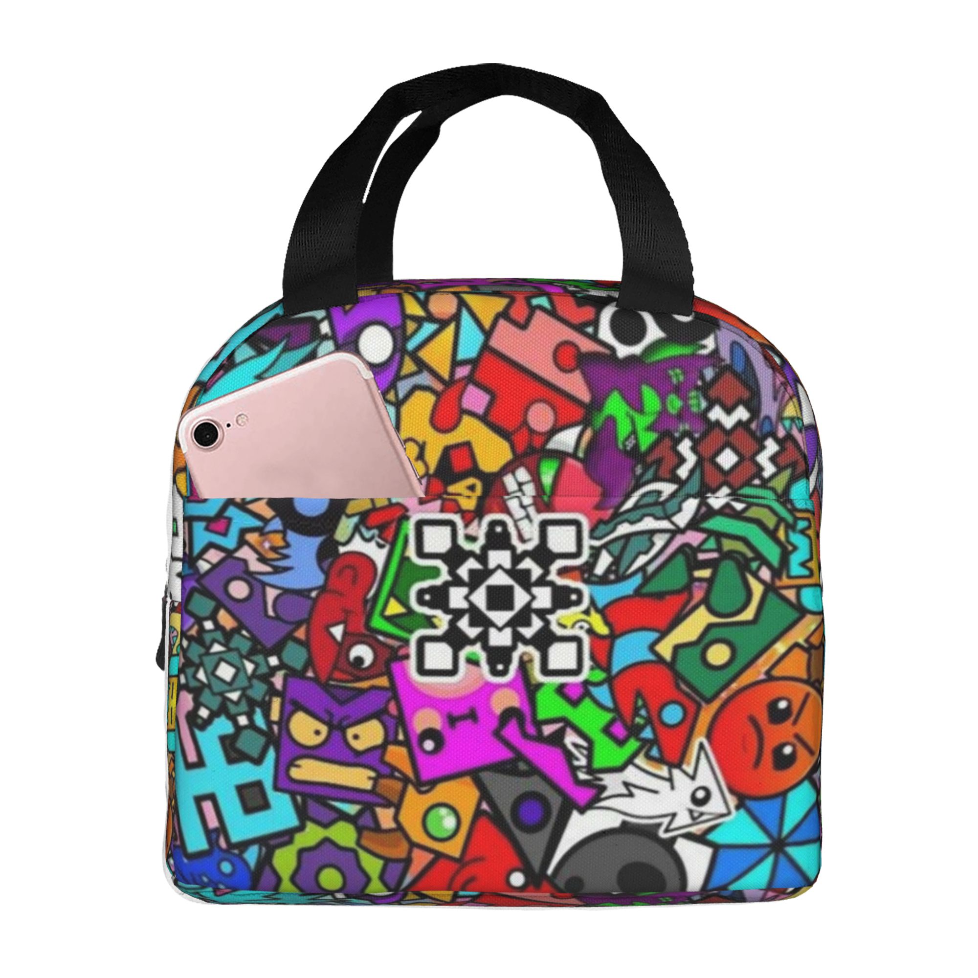 Geometry Dash Lunch Bag Portable Tote Bag Insulated Lunch Box Picnic ...