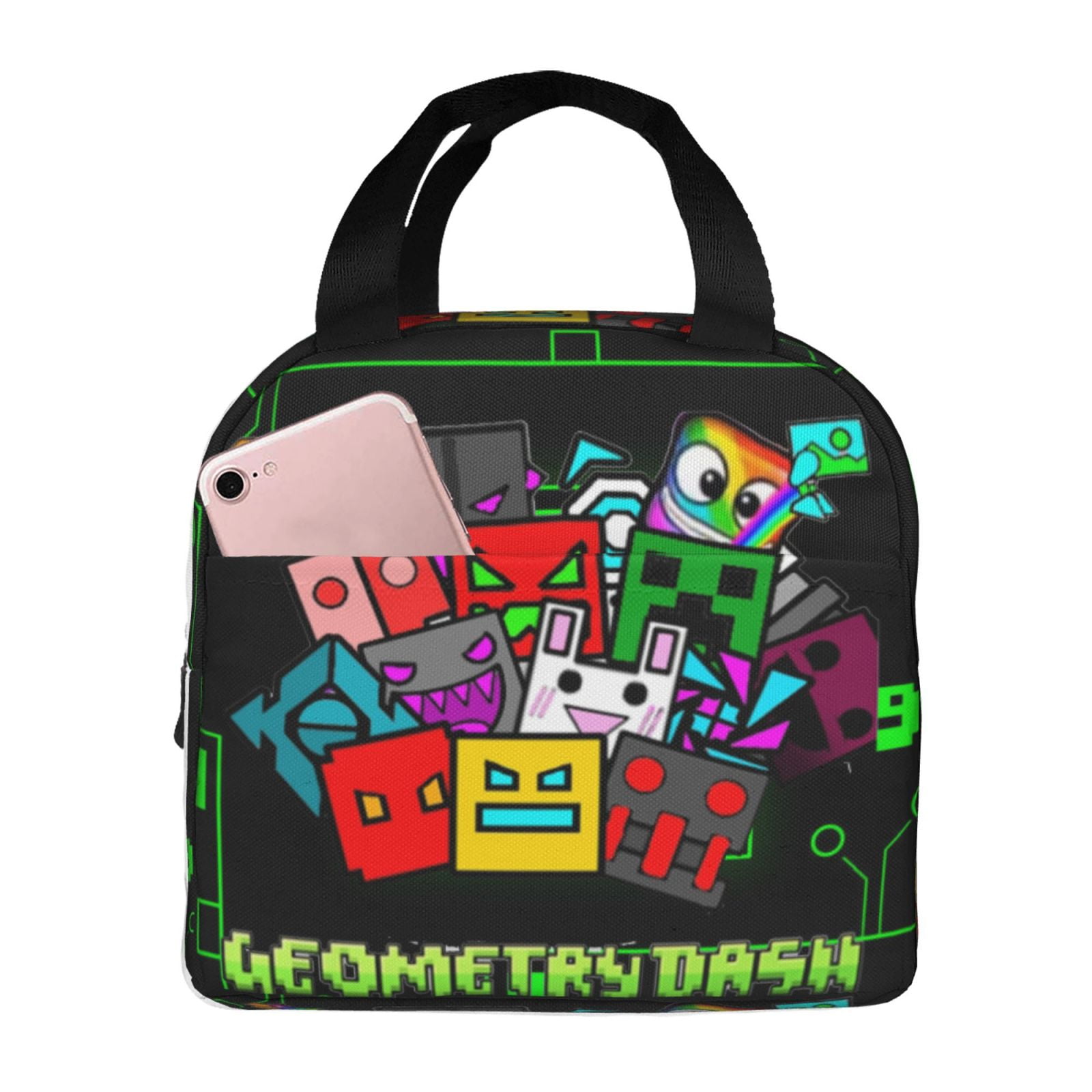Geometry Dash Lunch Bags Lunchbox Portable Tote Bag Insulated Bento Bag ...