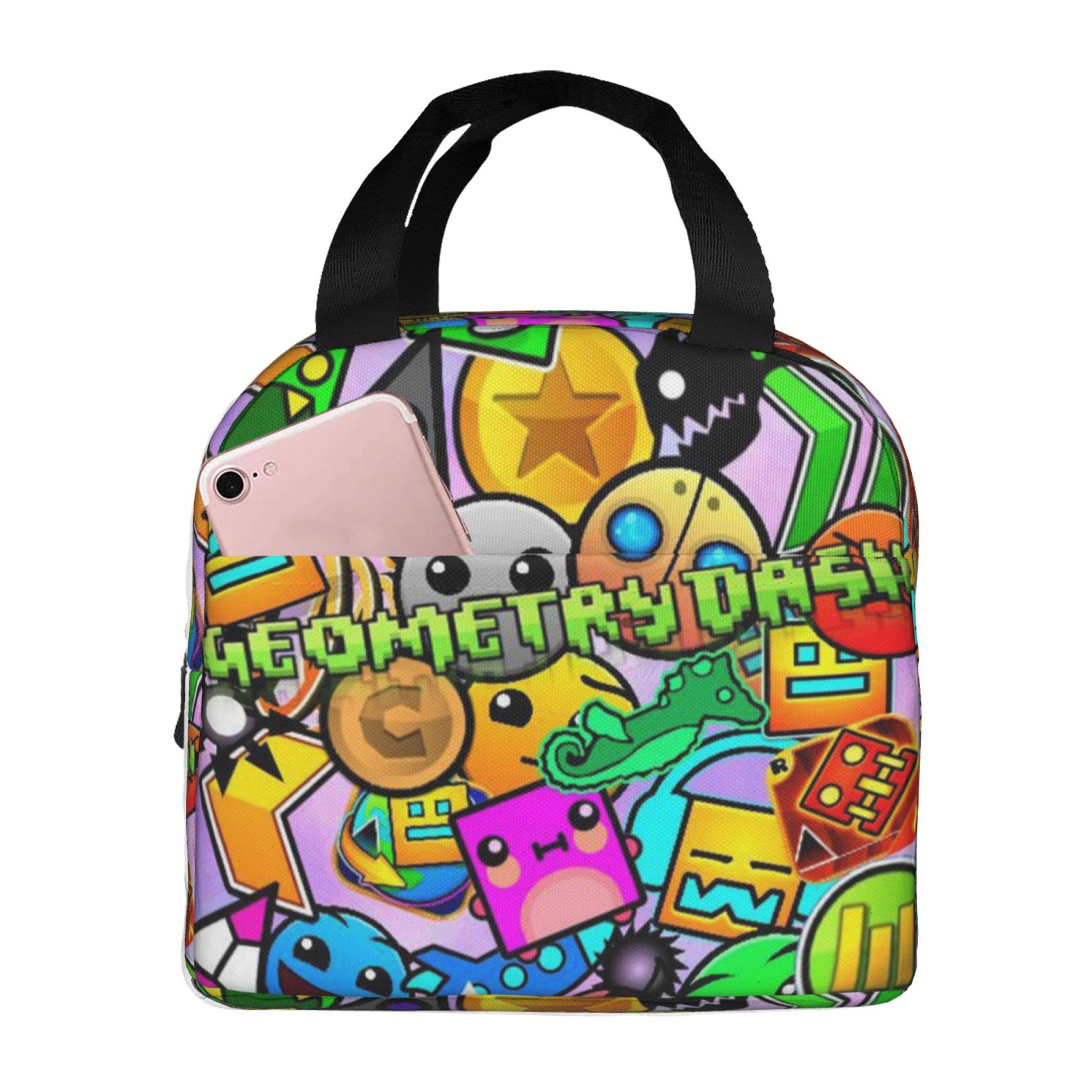 Geometry Dash Lunch Bags Lunchbox Portable Tote Bag Insulated Bento Bag ...