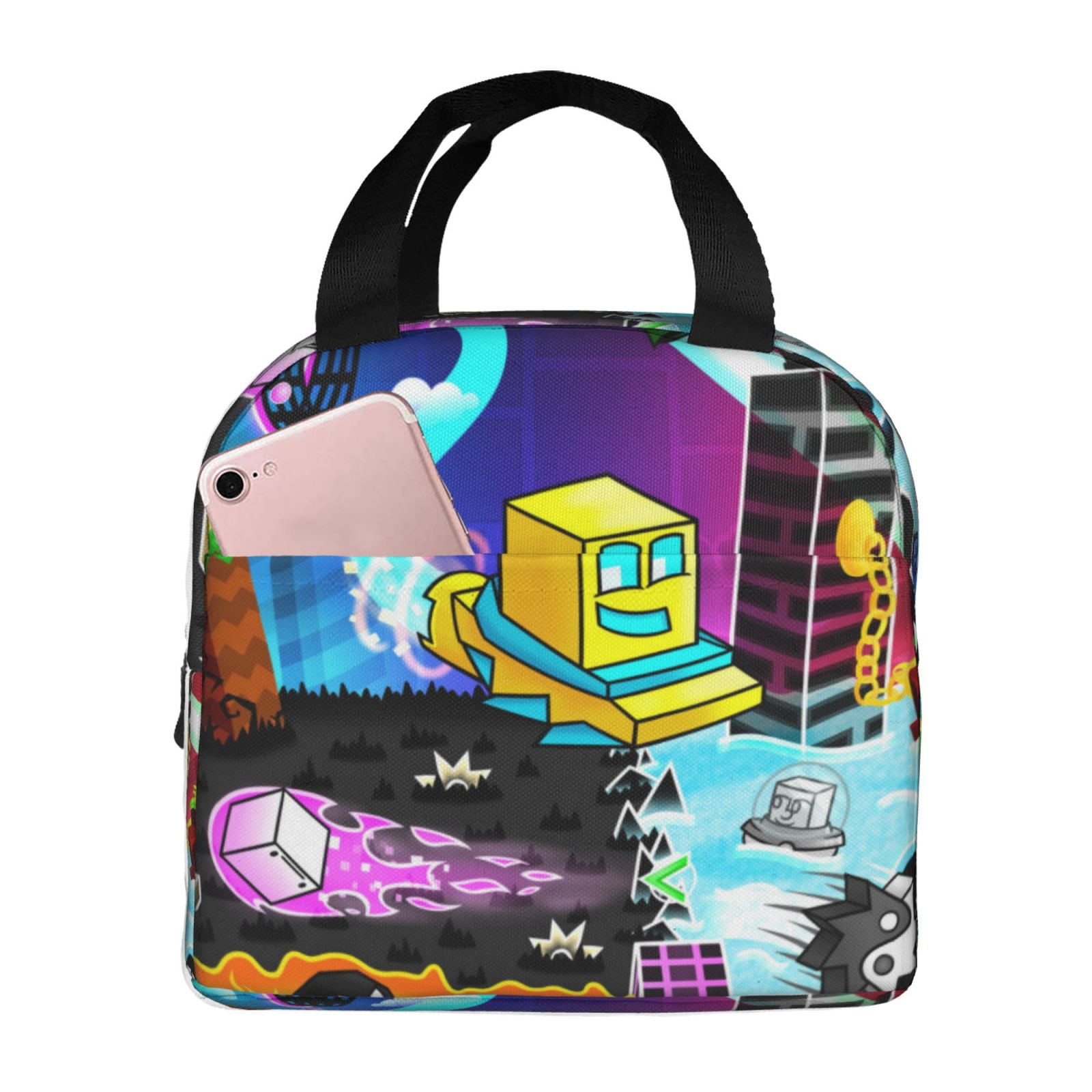 Geometry Dash Lunch Bags Lunchbox Portable Tote Bag Insulated Bento Bag ...