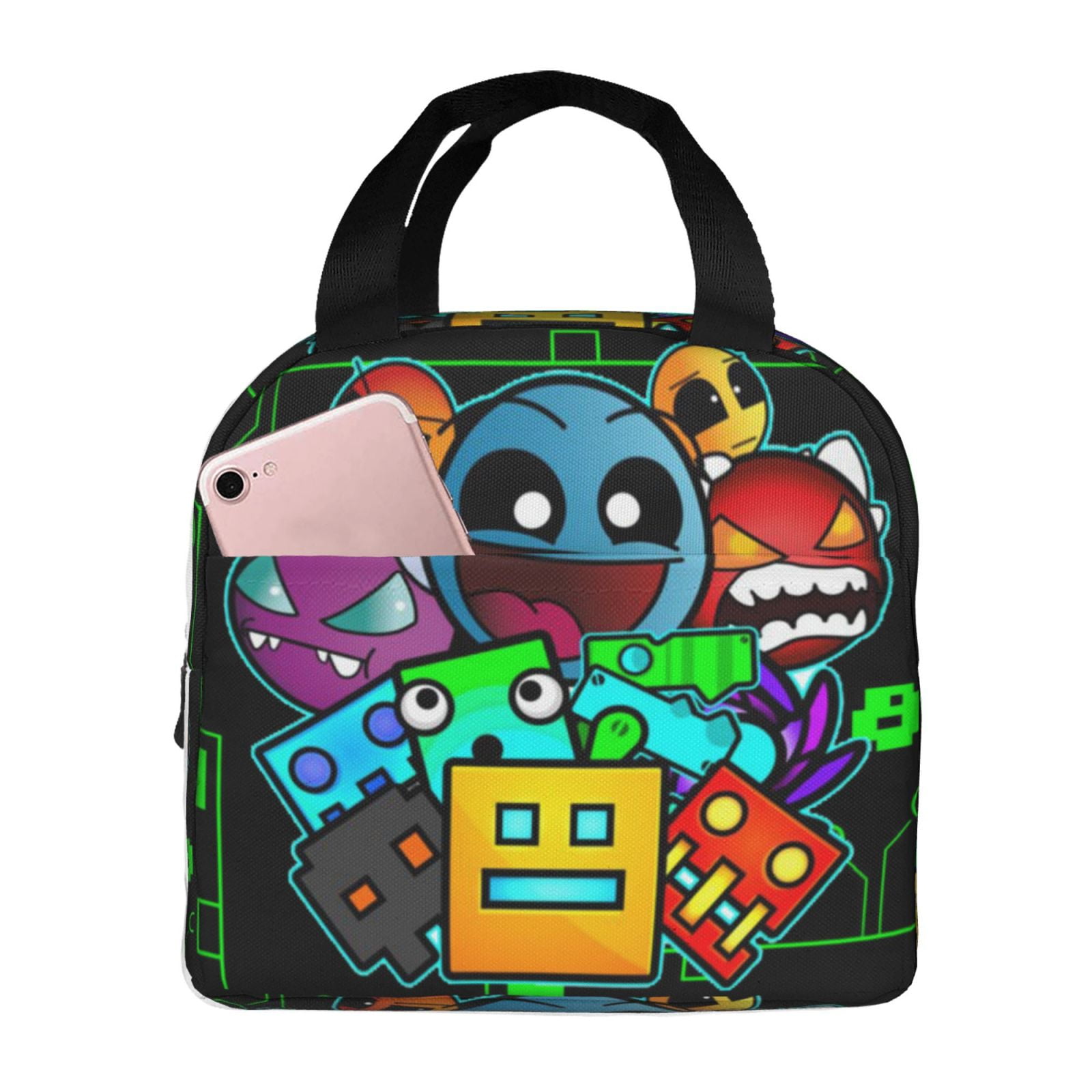 Geometry Dash Lunch Bags Lunchbox Portable Tote Bag Insulated Bento Bag Reusable Meal Holder ...