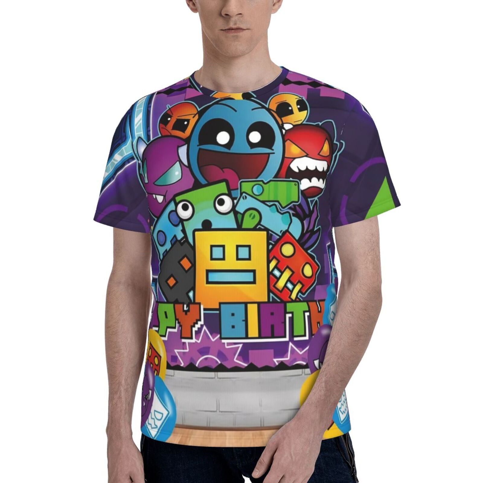 Geometry Dash Men's T Shirt 3D Graphic Hip Hop Unisex Tees Tops Casual ...