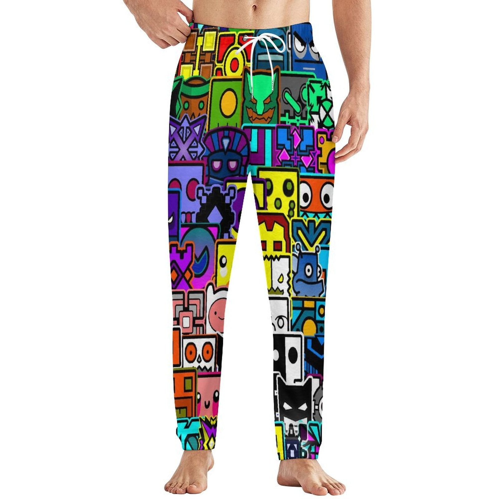 Geometry Dash Mens Pajama Pants Microfleece Pajama Bottoms Sleepwear PJ ...