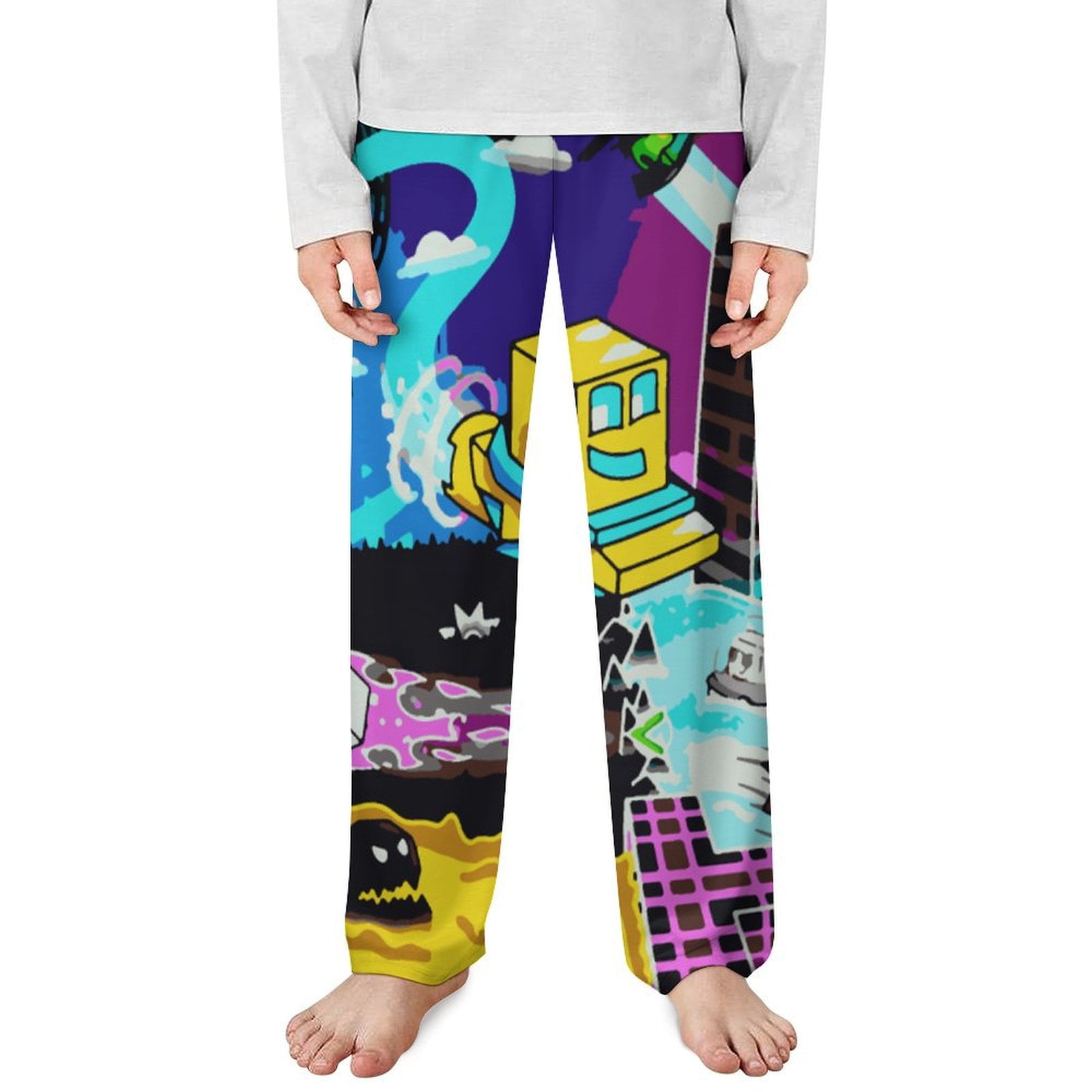 Geometry Dash Pajama Pants Sleep Pants Soft Elastic Waist PJ Bottoms ...