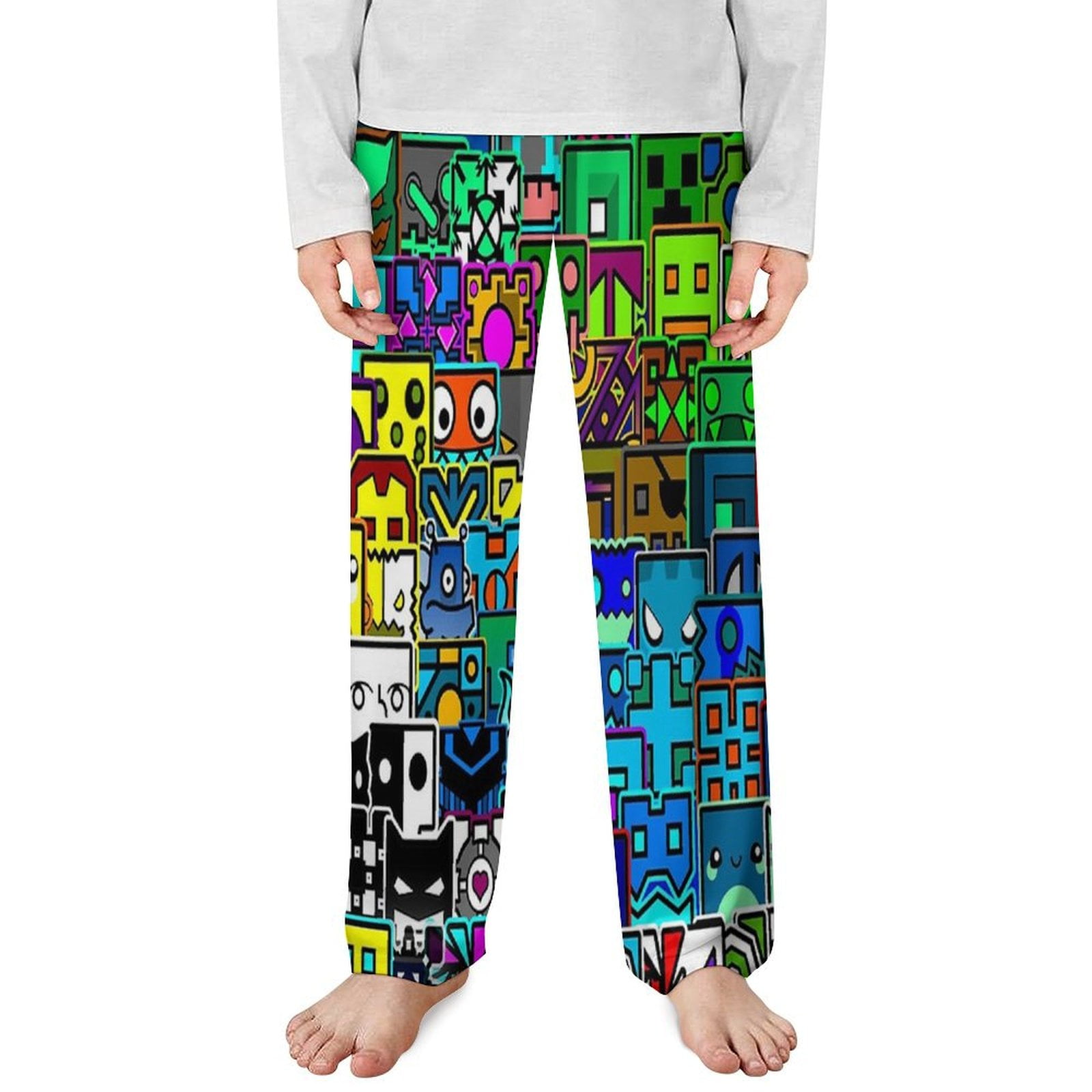 Geometry Dash Pajamas Bottom Cartoon PJS Pants Sleepwear for Boys Girls ...