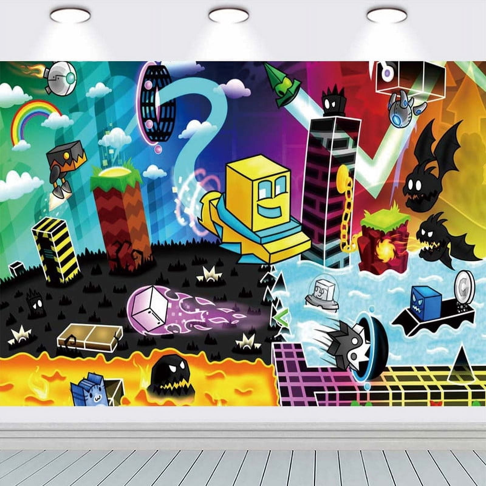 Geometry Dash Party Supplies Background Backdrop Taspestry Banner ...
