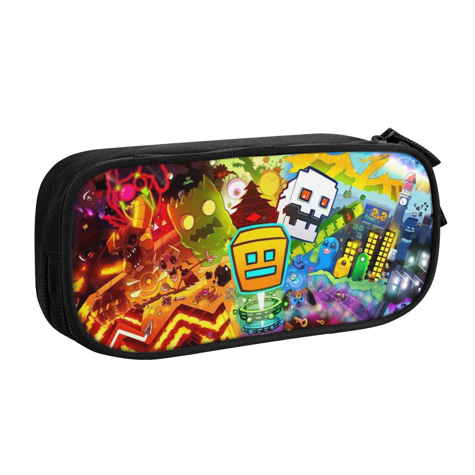 Geometry Dash Pencil Case Multipurpose Pencase Large Capacity Durable Pencil Pouch Storage Pen