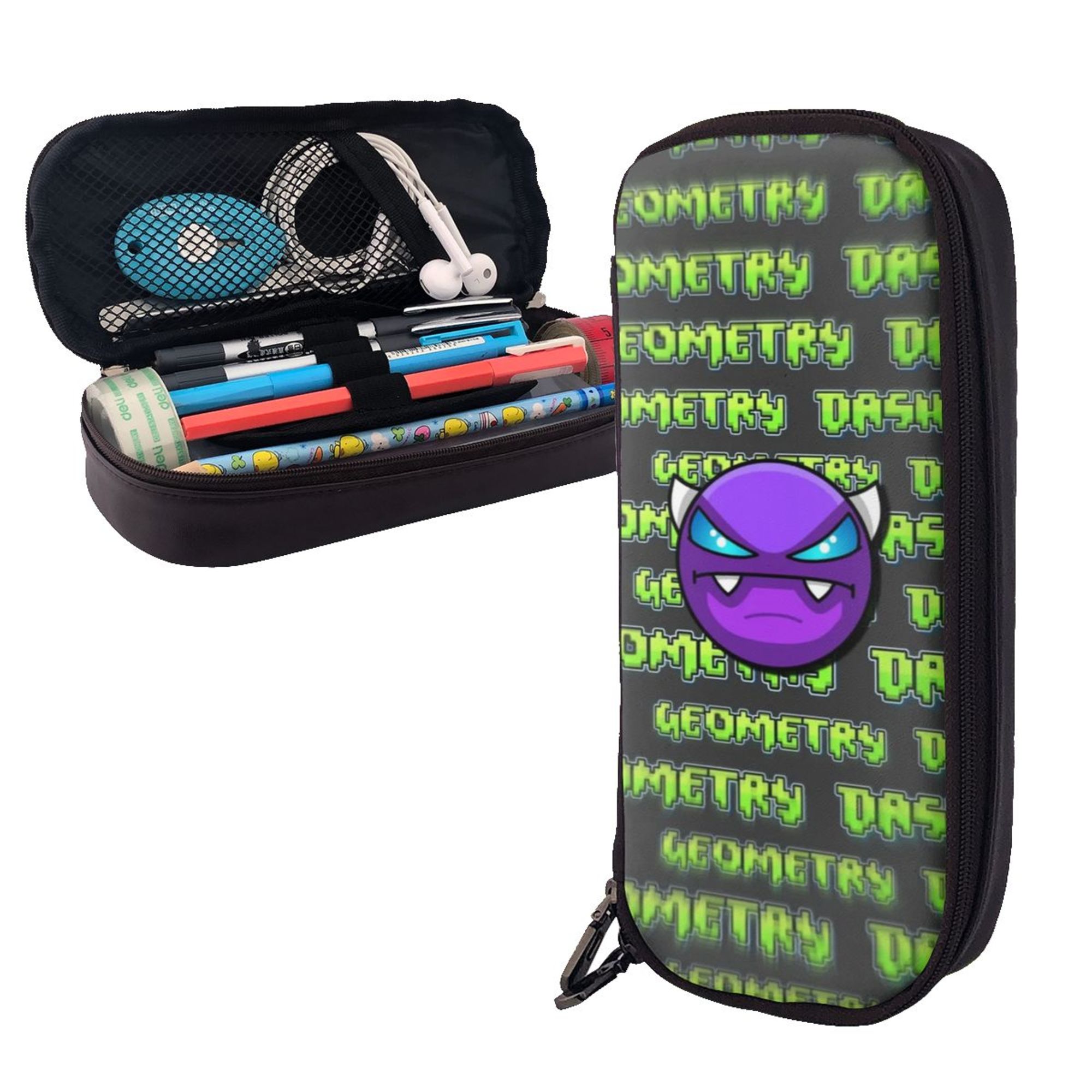Geometry Dash Pencil Case Portable Pen Bag Pouch with Zipper for Teens ...