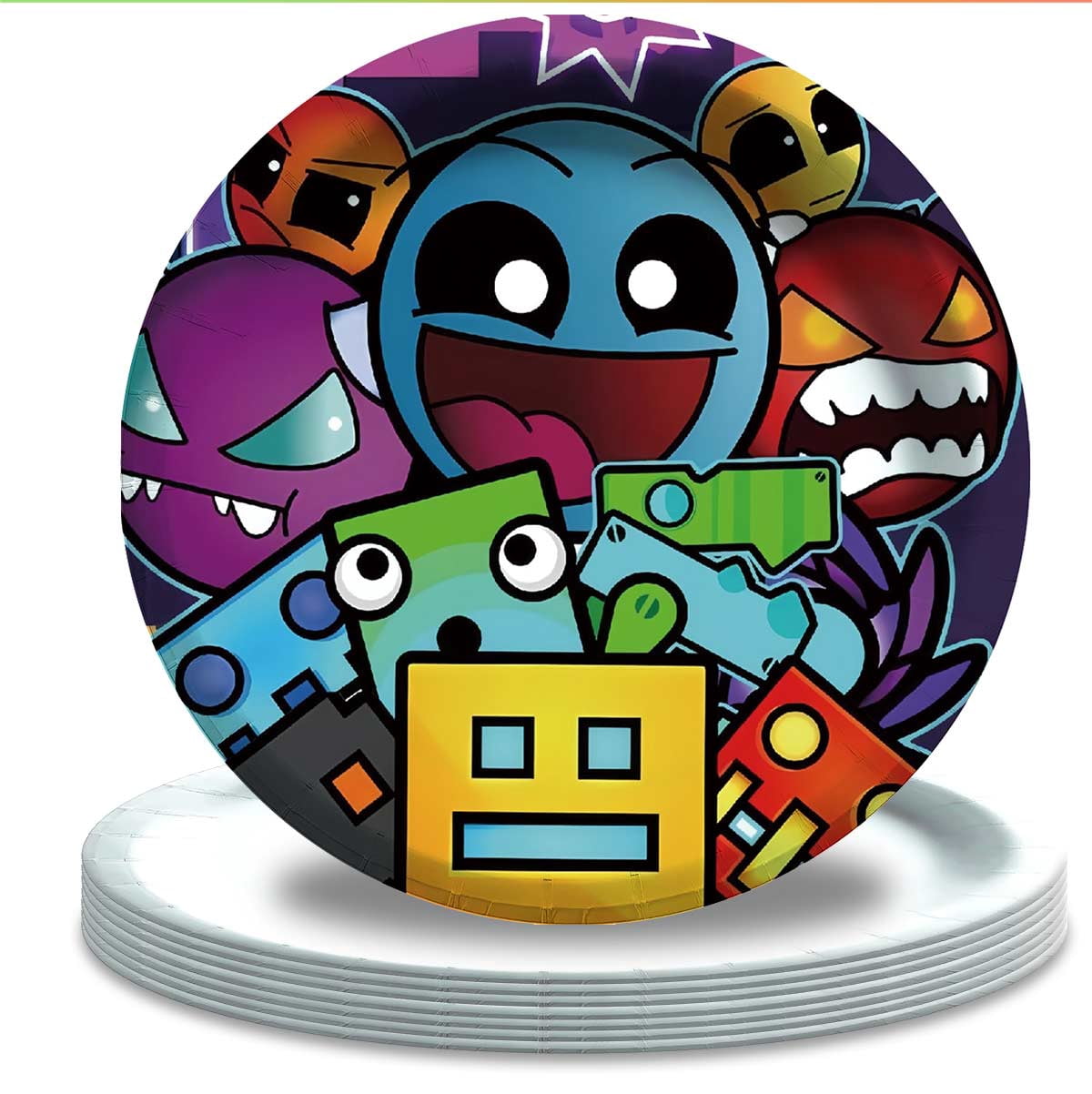 Geometry Dash Plates Party Supplies Birthday Dinnerware Decorations ...