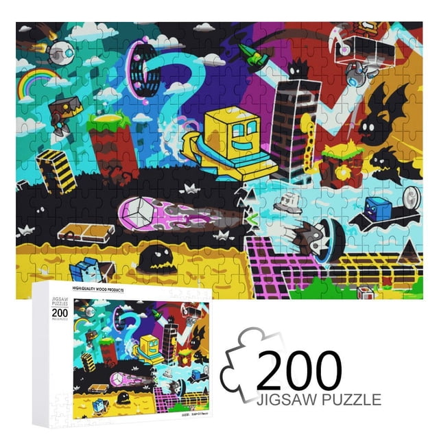 Geometry Dash Puzzle For Adults & Kids - 200 Piece Jigsaw Puzzle ...