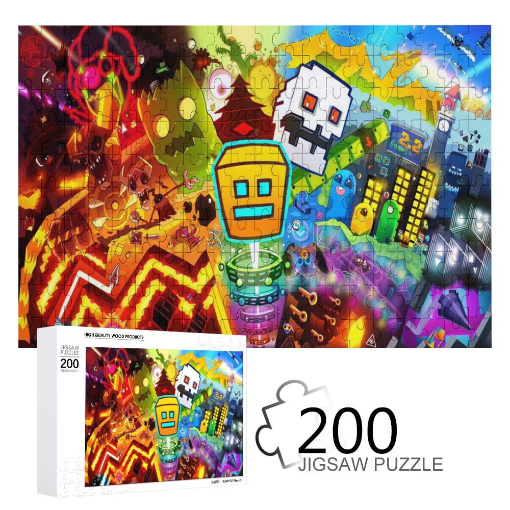 Geometry Dash Puzzle For Adults & Kids - 200 Piece Jigsaw Puzzle ...