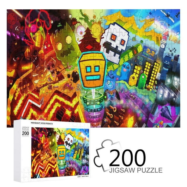 Geometry Dash Puzzle For Adults & Kids - 200 Piece Jigsaw Puzzle ...