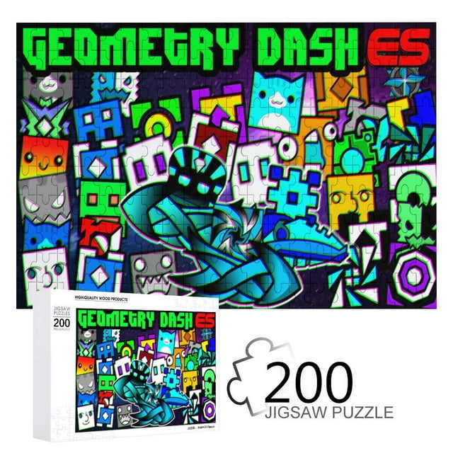 Geometry Dash Puzzle For Adults & Kids - 200 Piece Jigsaw Puzzle ...