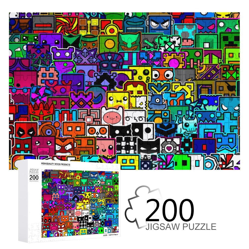 Geometry Dash Puzzle For Adults & Kids - 200 Piece Jigsaw Puzzle ...