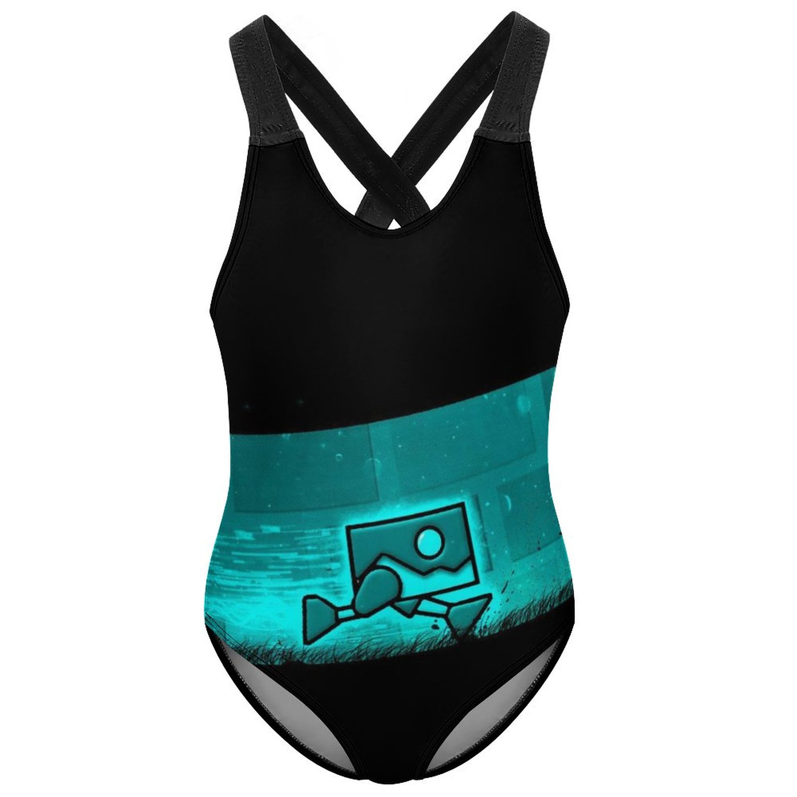 Geometry Dash Robot Children's One-piece Swimsuit Summer Girl's ...