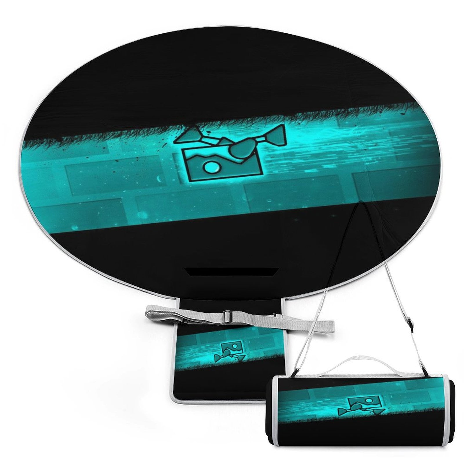 Geometry Dash Robot Round Picnic Mat Summer Beach Blanket Crawling Mat ...