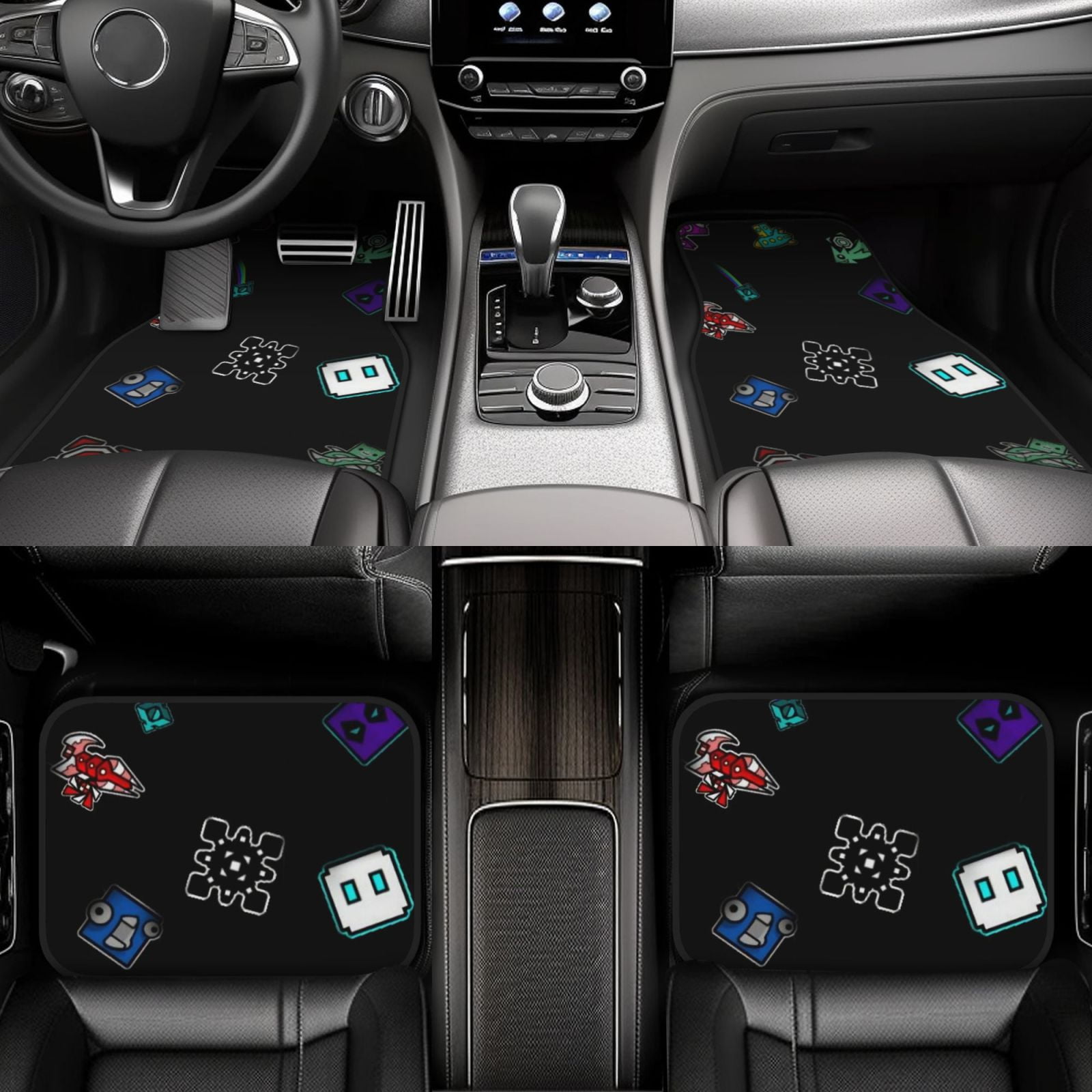 Geometry Dash Set Of 4 Universal Front And Rear Floor Mats With Non ...